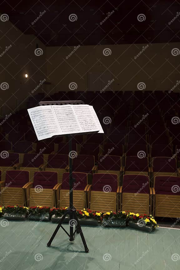 Music stand on stage stock image. Image of auditorium - 67557447