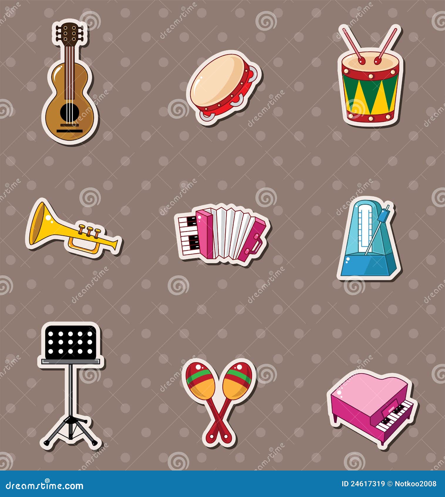 Music stickers stock vector. Illustration of drums, object - 24617319
