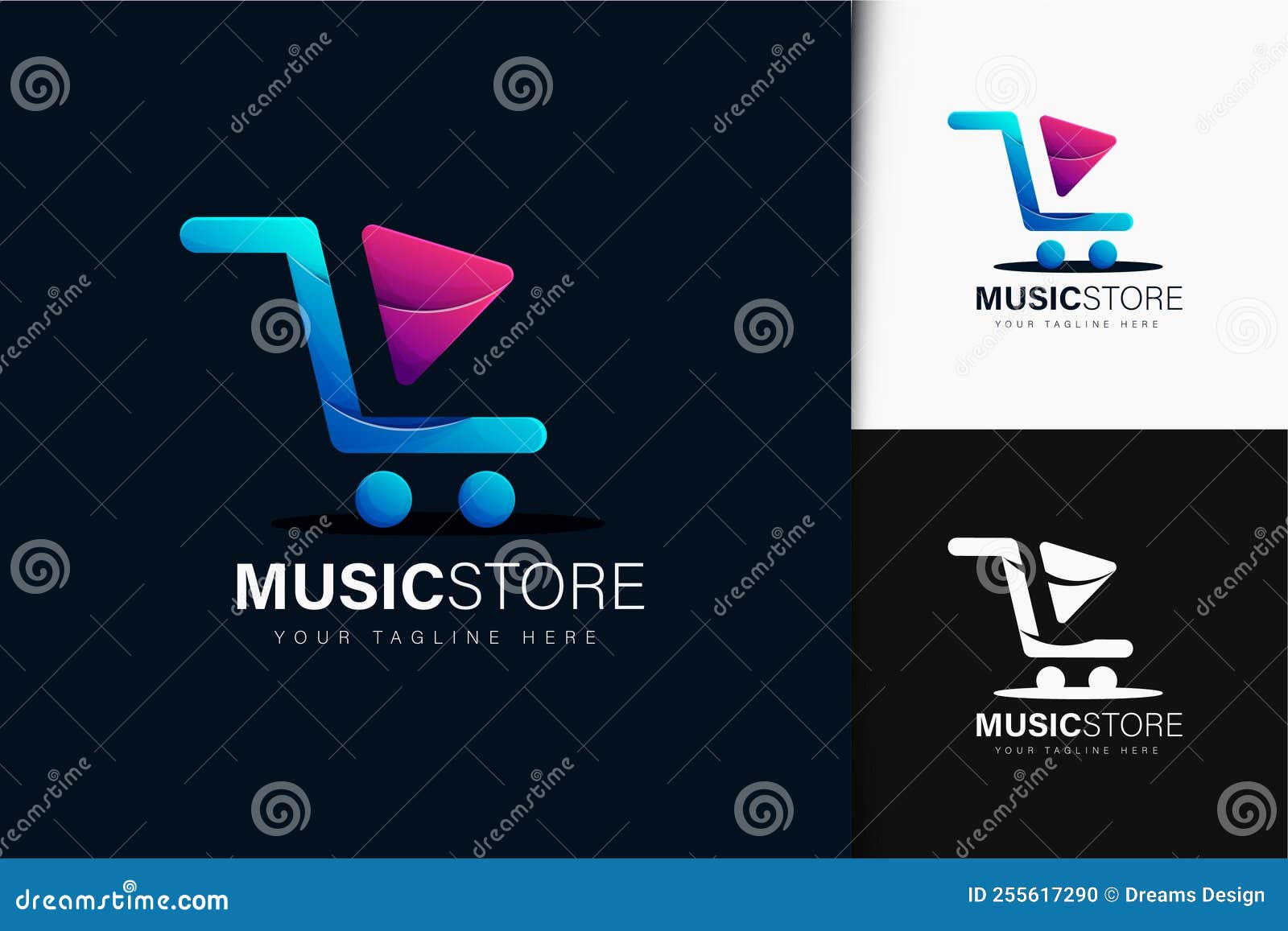 Music Store Logo Design with Gradient Stock Vector - Illustration of ...