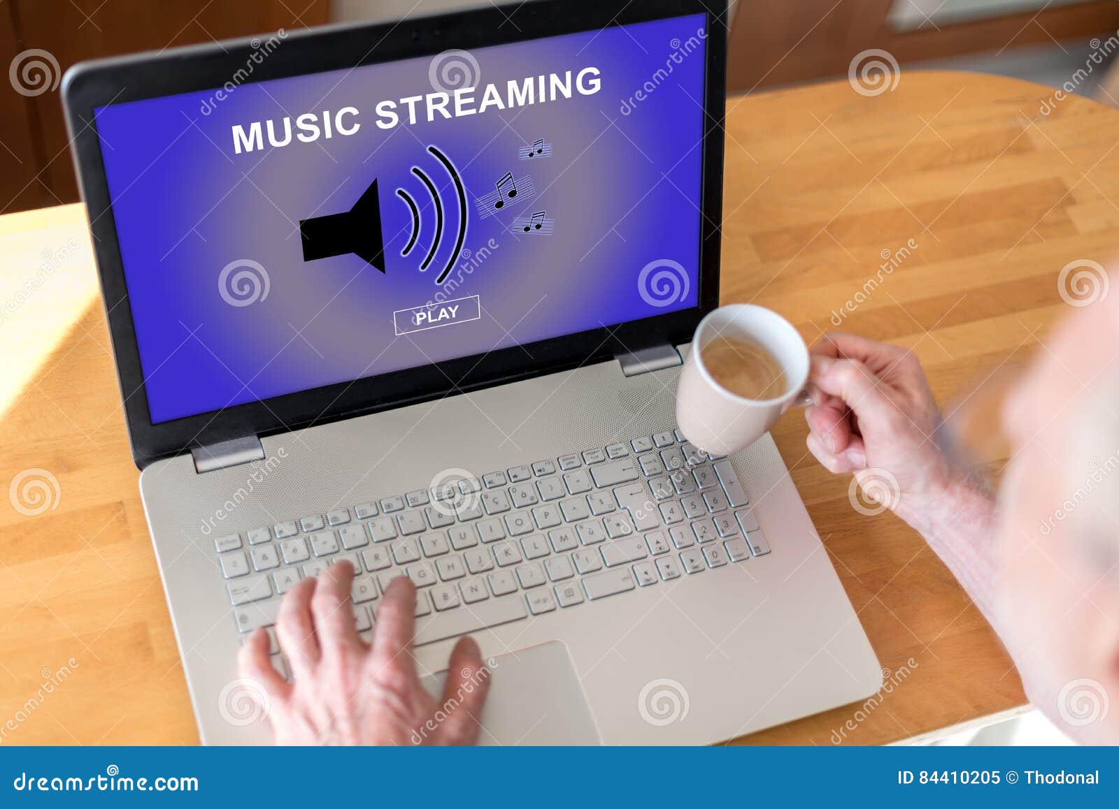 Music Streaming Concept on a Laptop Stock Image - Image of monitor ...