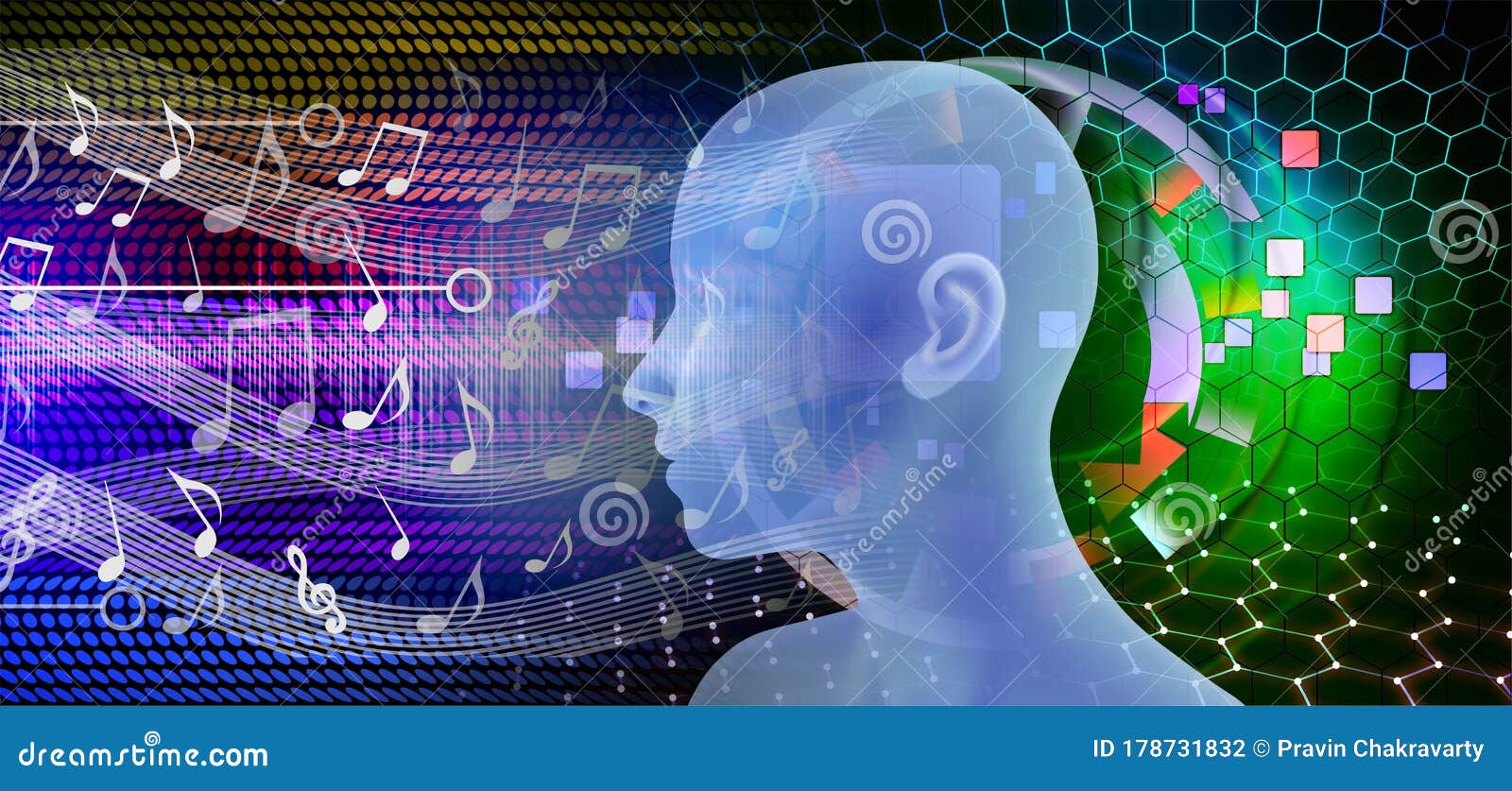 Music Streaming Technology Background. Digital Technology Concept ...