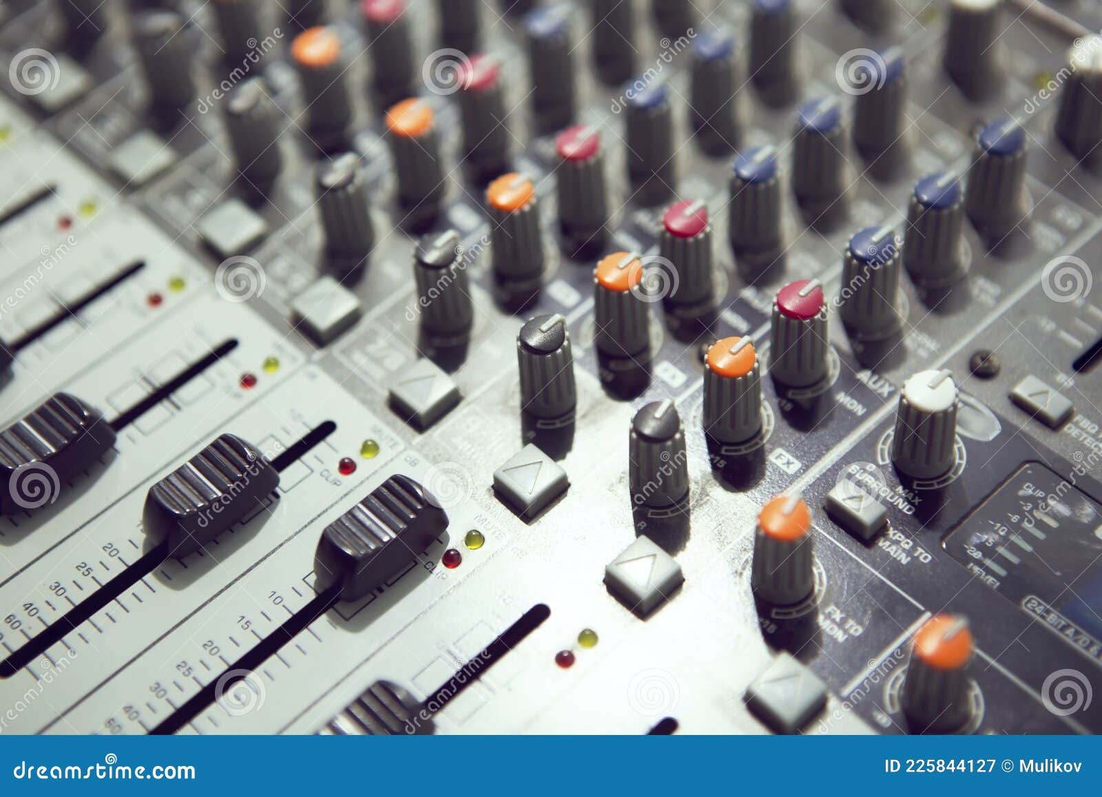 Music Studio. Buttons Equipment for Sound Mixer Control Stock Image ...