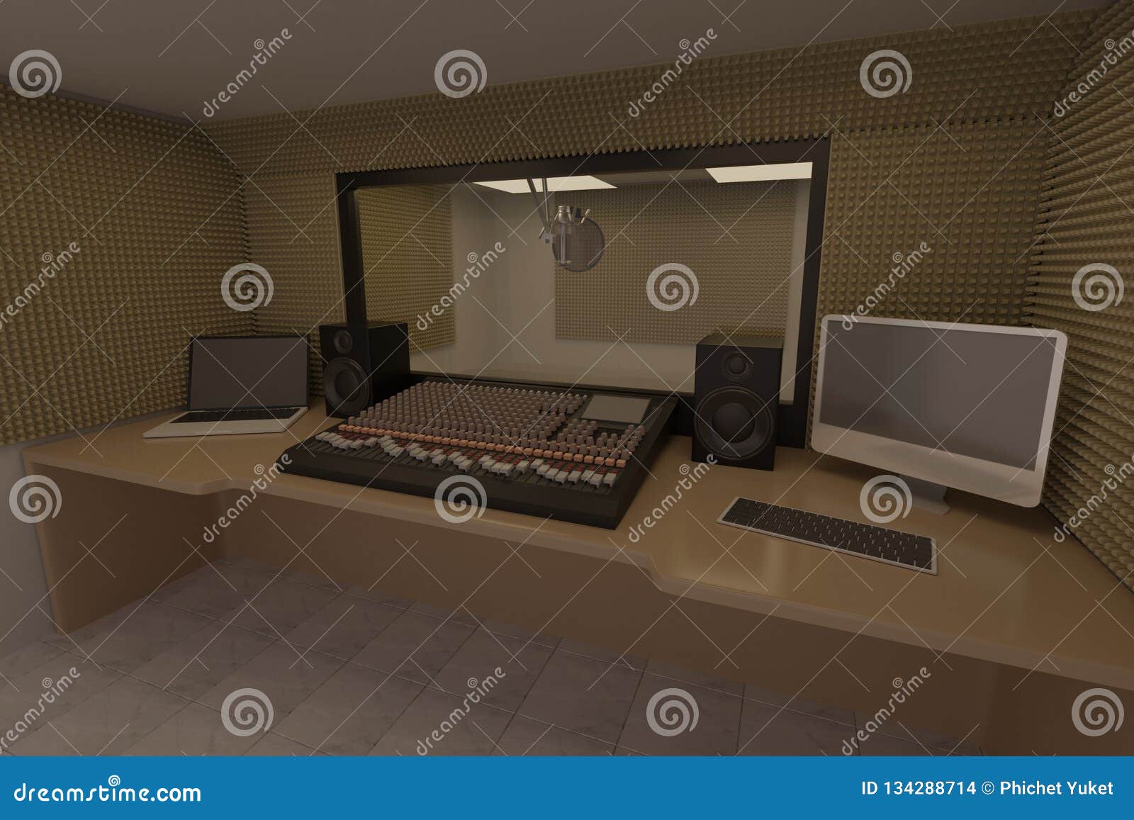 Music Studio 3d render stock illustration. Illustration of music ...