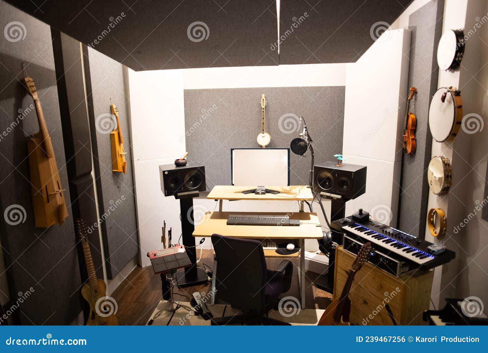 Music Studio Full of Instruments and Pc Display Stock Photo - Image of ...