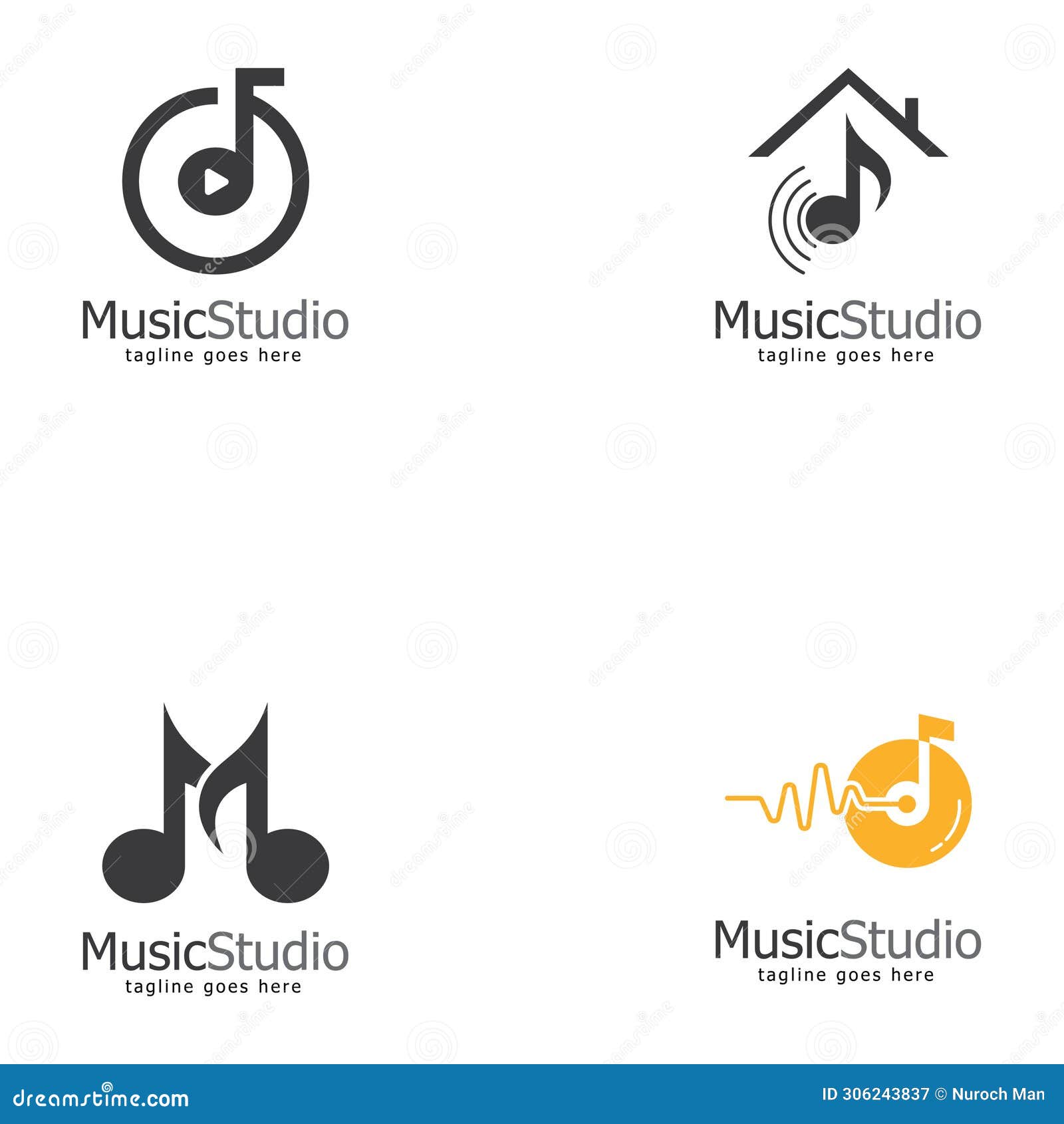 Music Studio Logo Template Design Vector Stock Vector - Illustration of ...