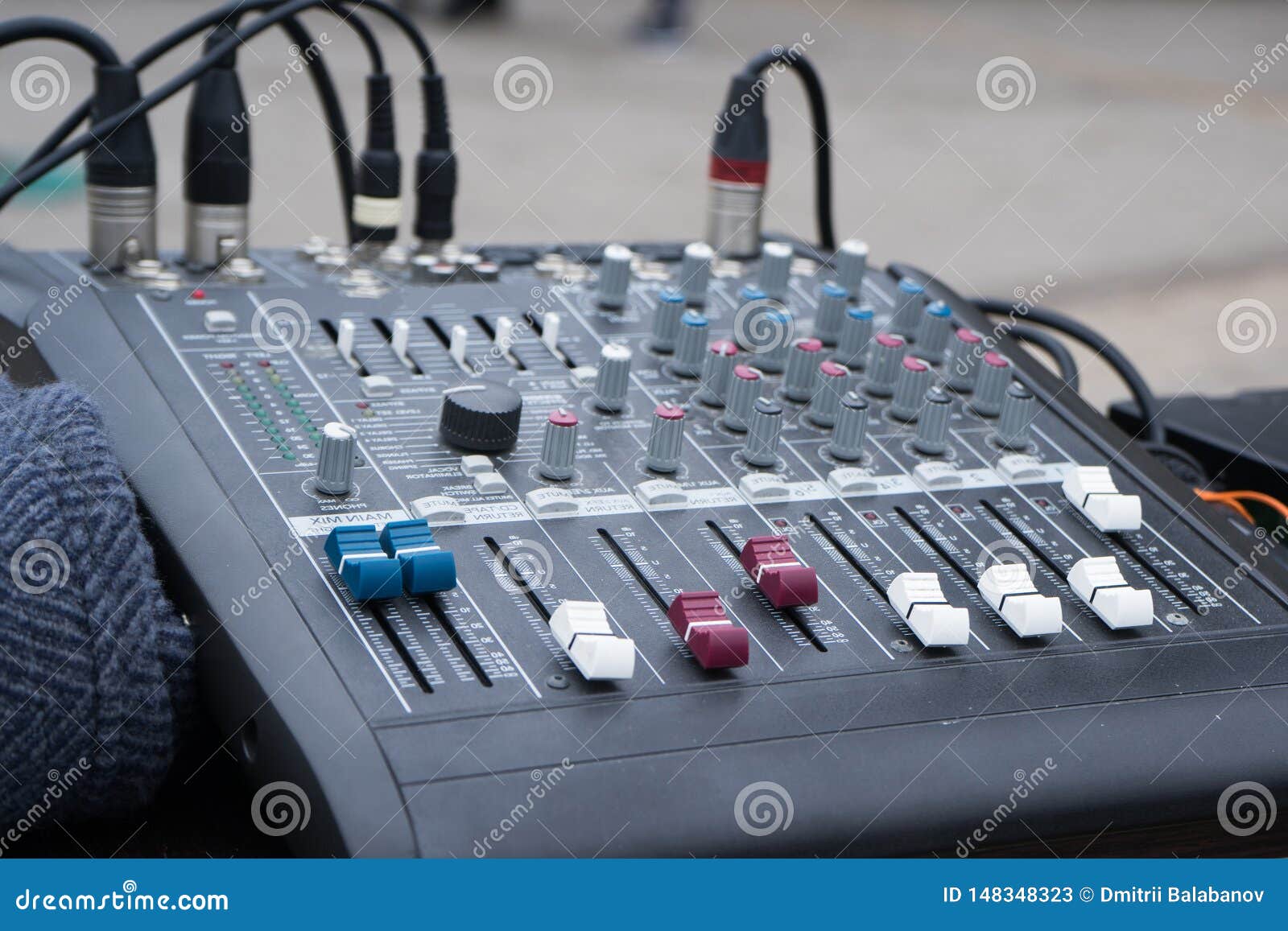 Music Studio, Music Mixer Board. Music Mixer Control Panel. Closeup ...