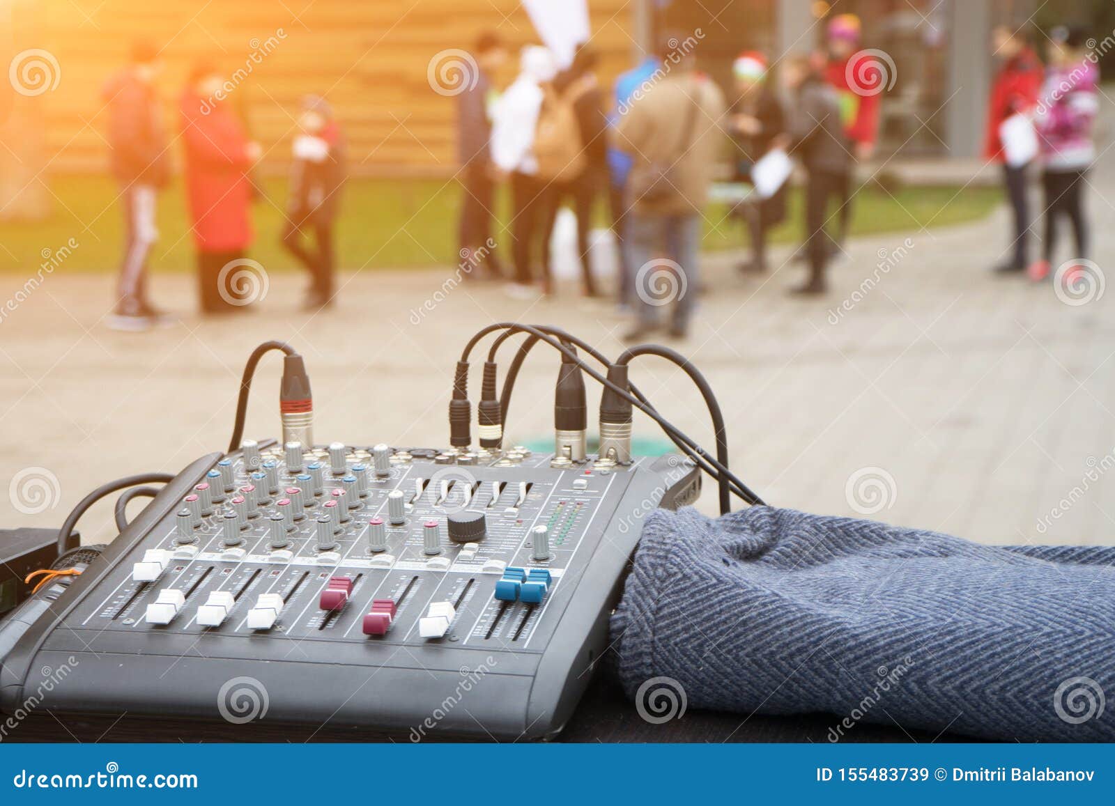 Music Studio, Music Mixer Board. Music Mixer Control Panel. Closeup ...