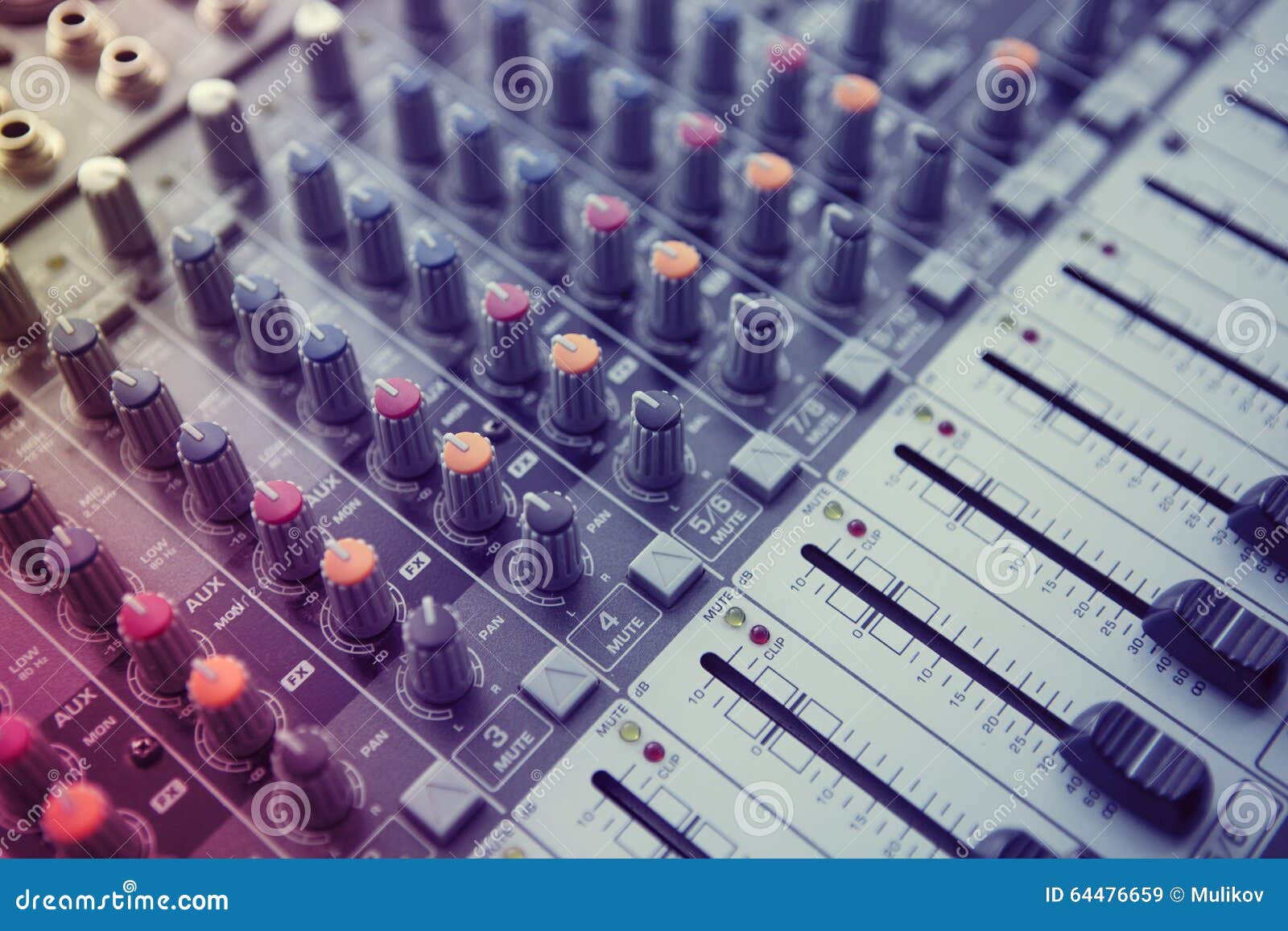 Music Studio Mixer Control stock image. Image of media - 64476659