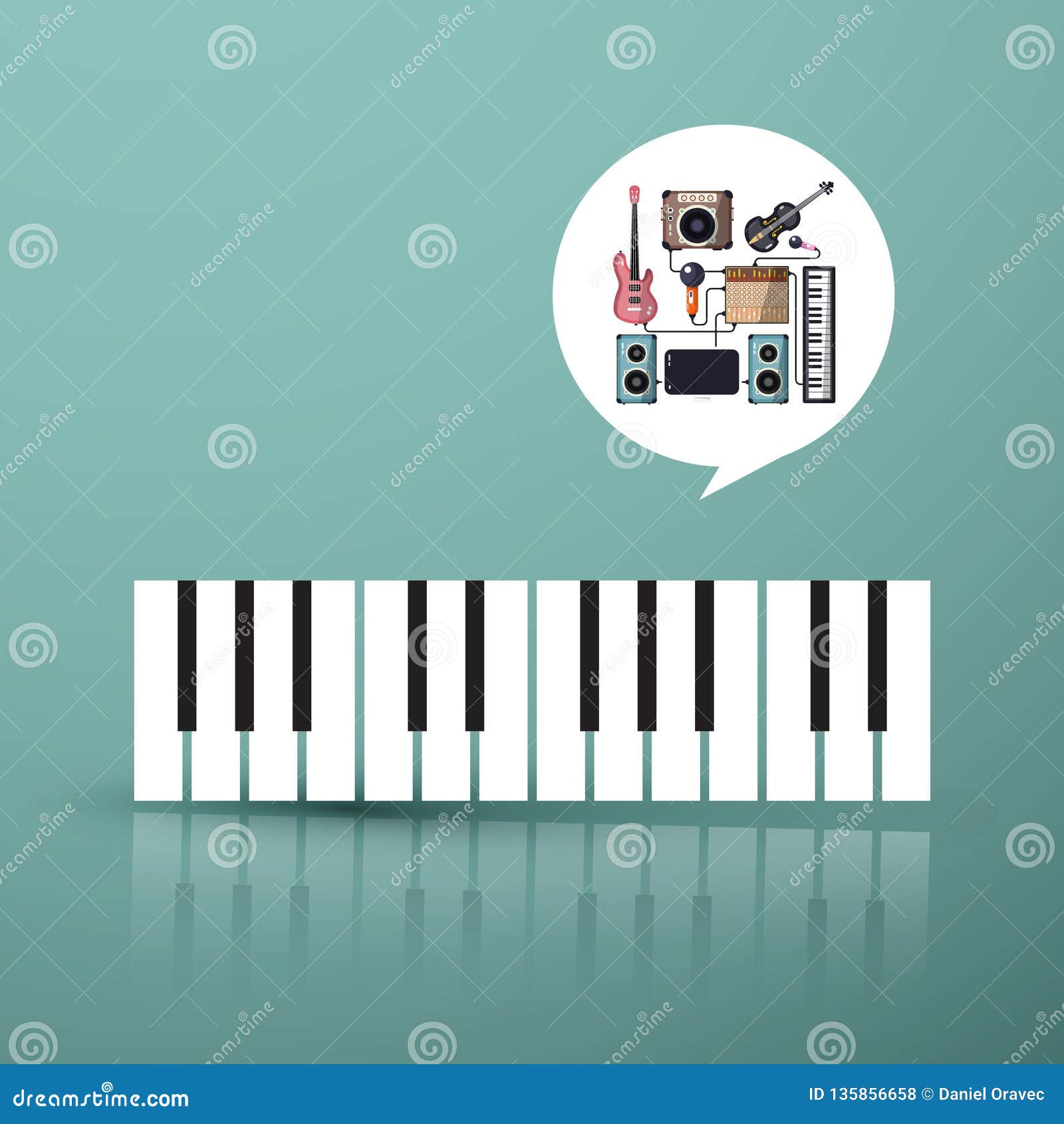 Music Symbol. Piano Keyboard with Instruments Stock Vector ...