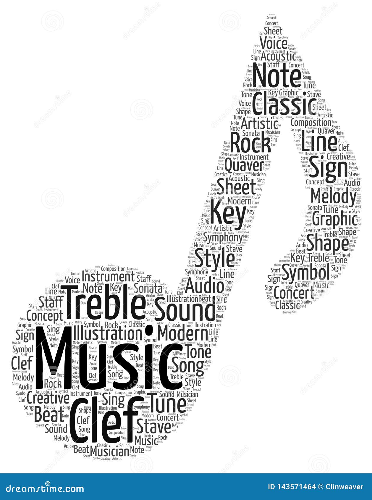 Music Symbol Word Cloud stock illustration. Illustration of indtruction ...