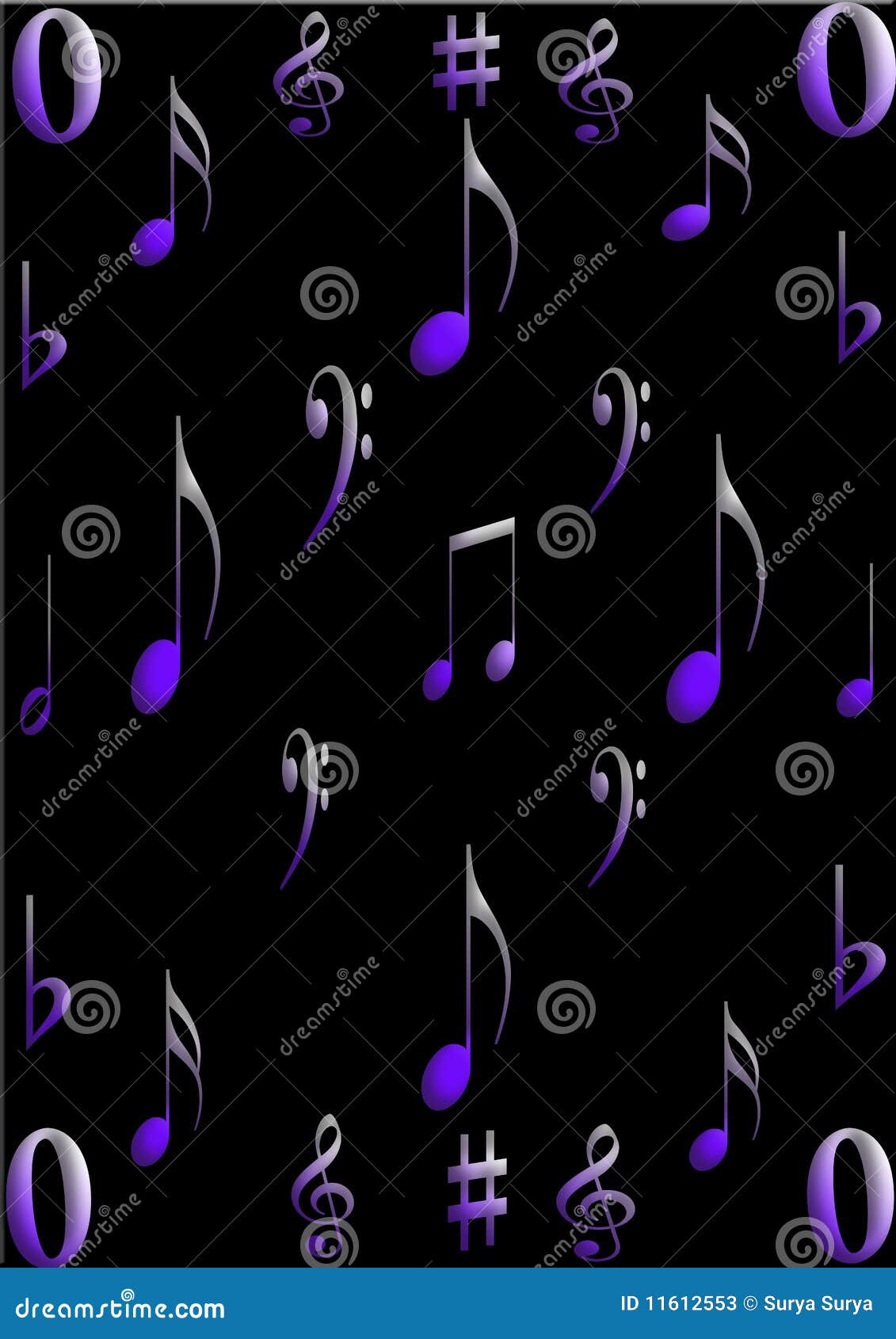 Music Symbols Black Background