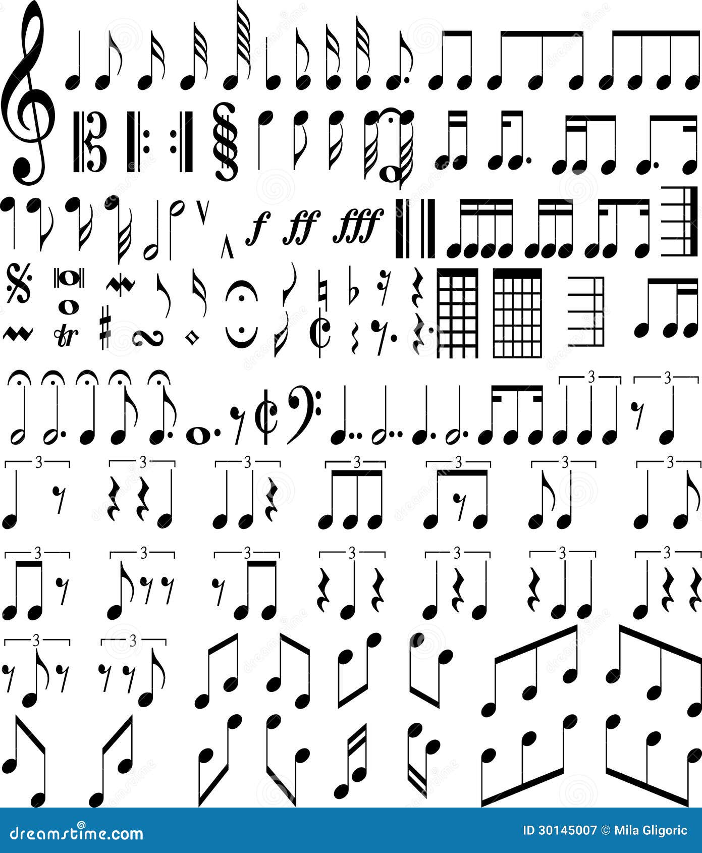 Music symbols stock vector. Illustration of reflection - 30145007