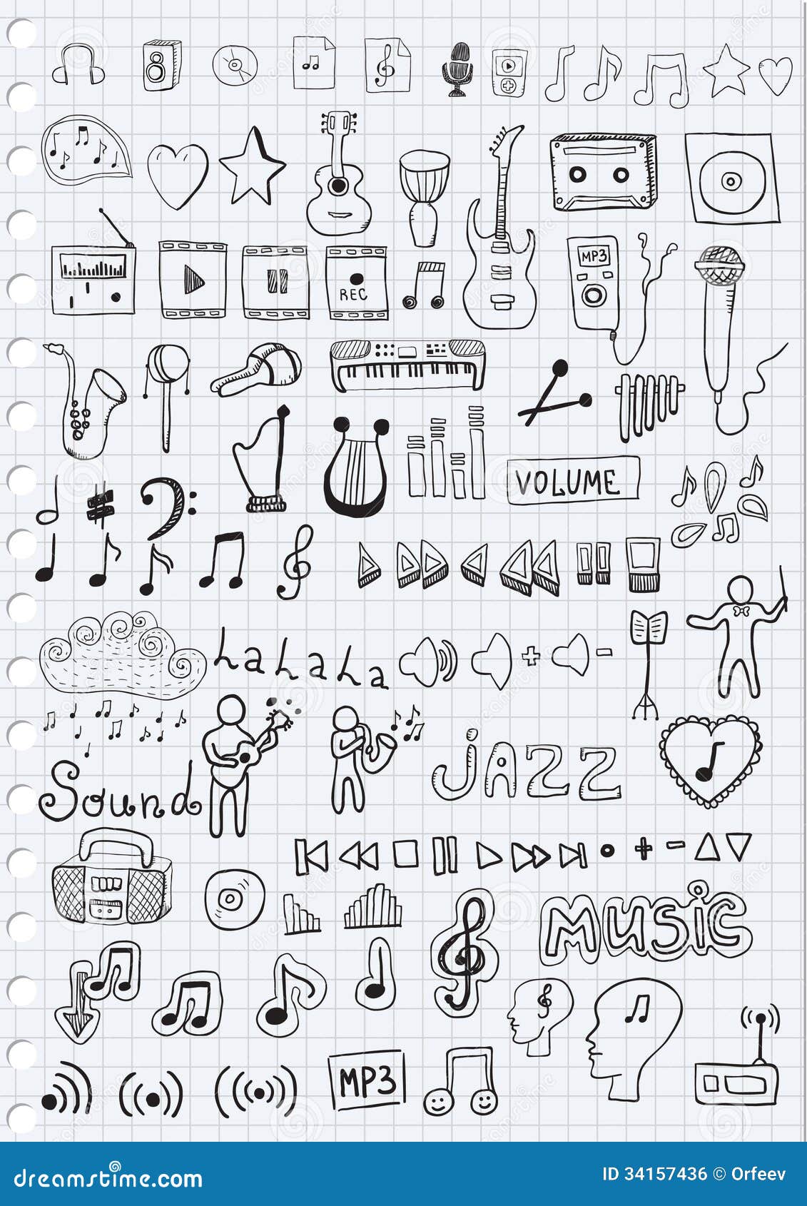 Music Symbols stock vector. Illustration of guitar, hand - 34157436