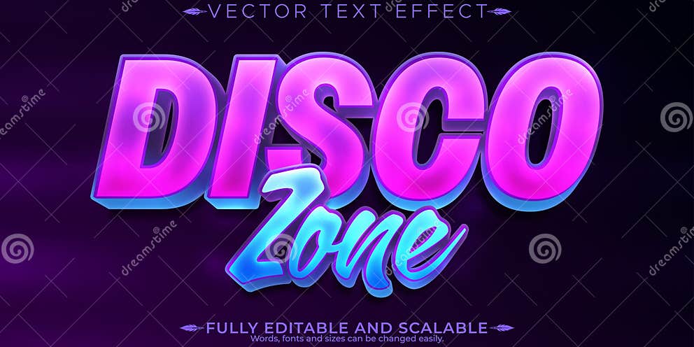 Music Synth Wave Text Effect, Editable Retro and Neon Text Style Stock ...