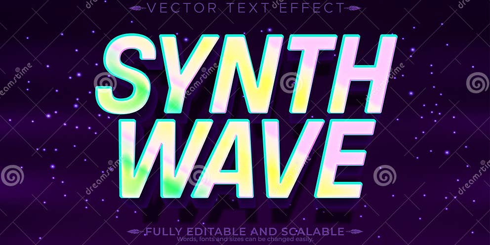 Music Synth Wave Text Effect, Editable Retro and Neon Text Style Stock ...