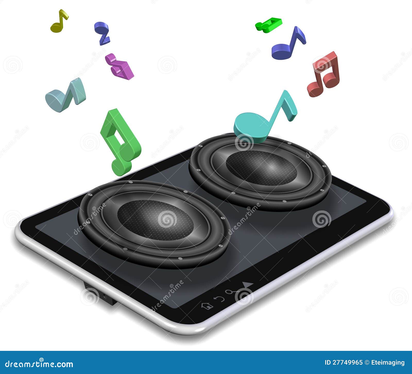Music from tablet stock illustration. Illustration of download - 27749965