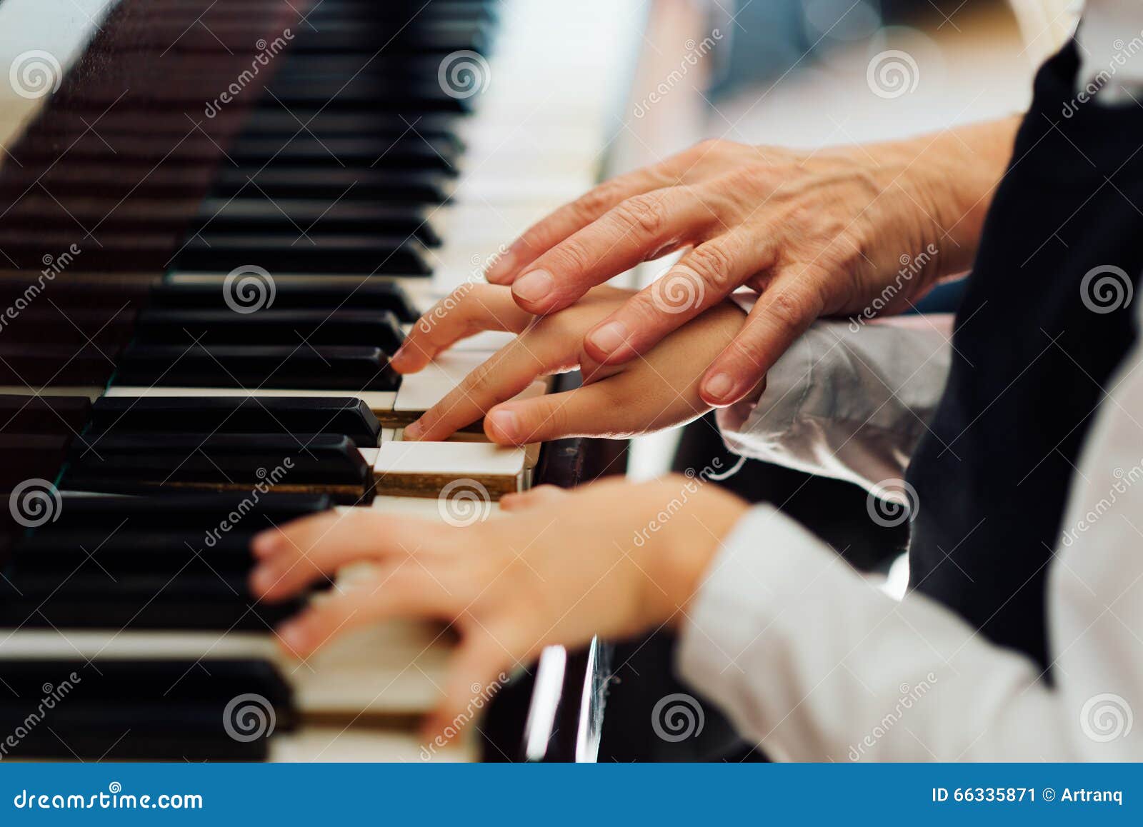 Music Teacher Helps Student To Play Correctly Stock Image - Image of ...