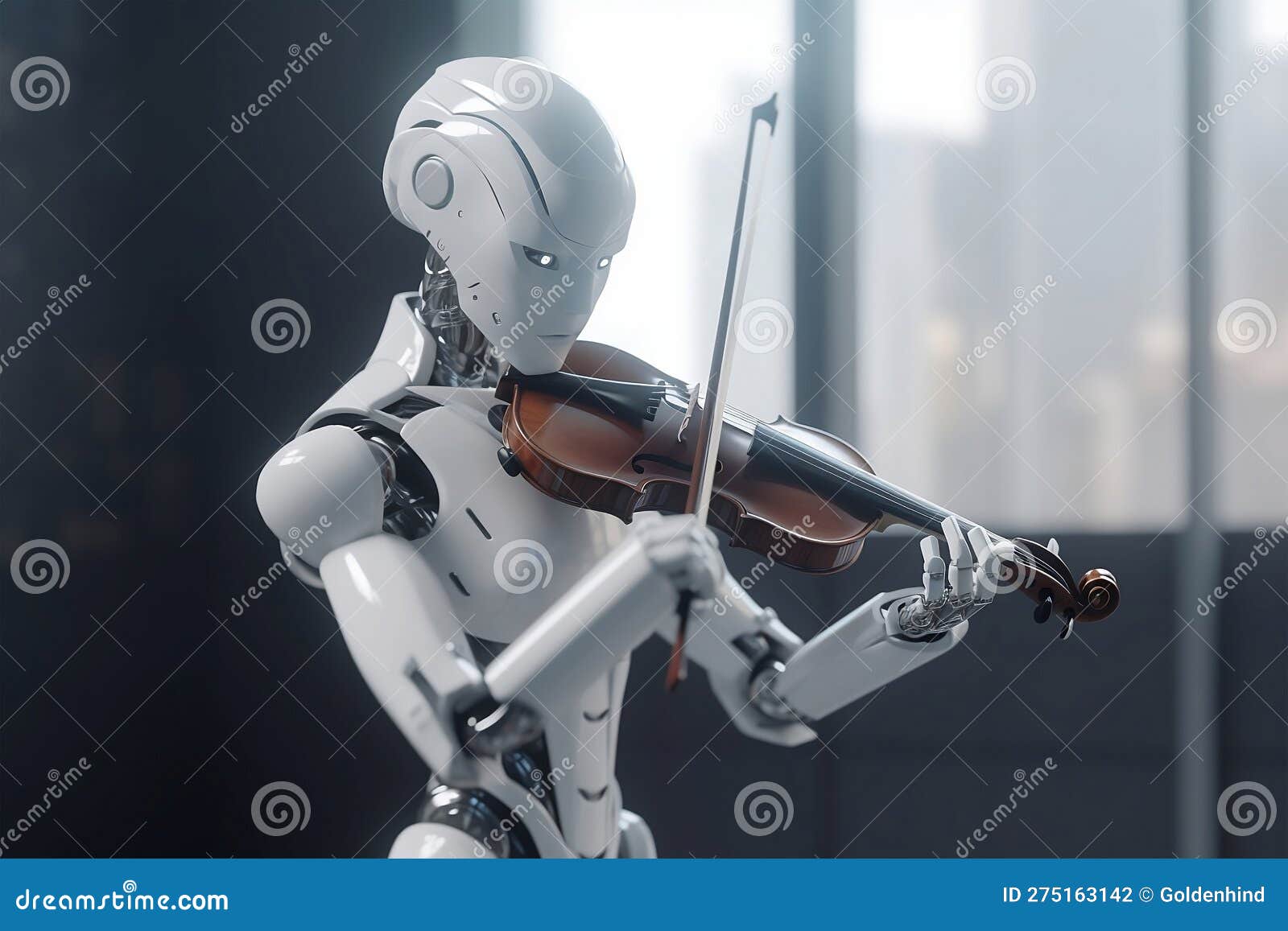 A Music Teacher Robot Playing a Violin at a Class. Generative AI Stock ...