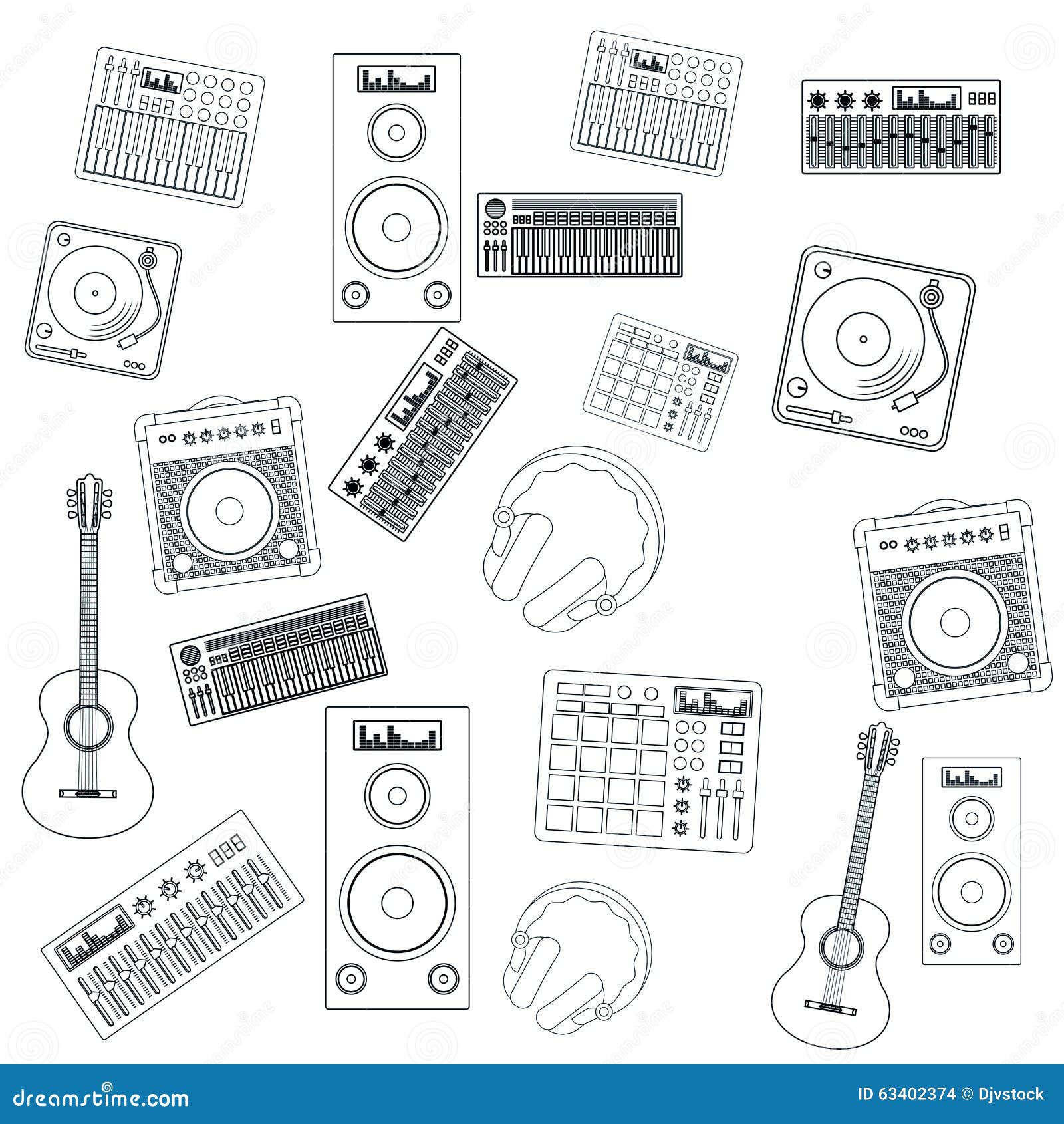 Music technology equipment stock vector. Illustration of play - 63402374