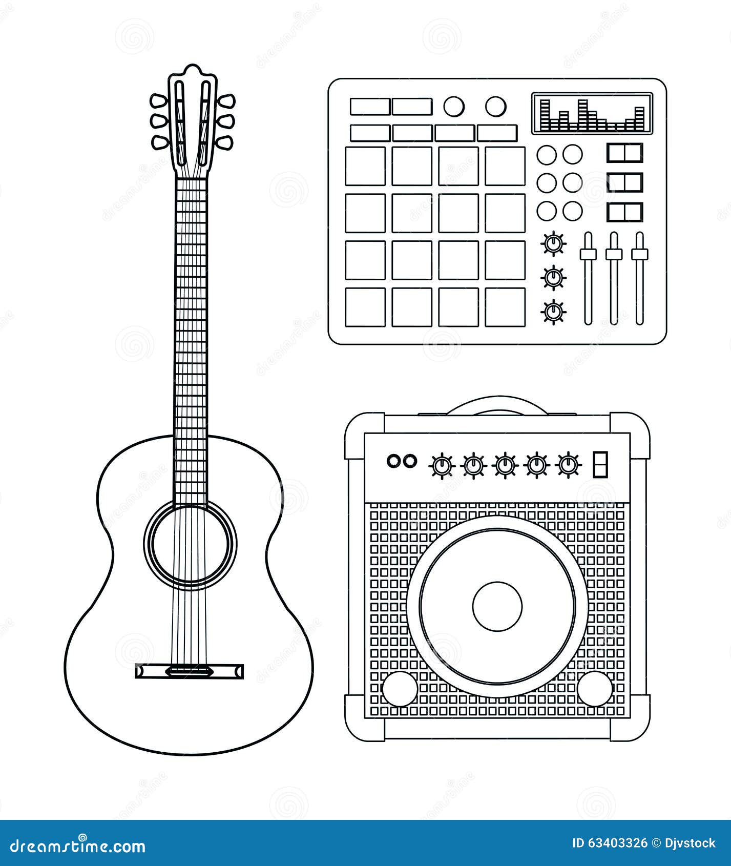 Music technology equipment stock vector. Illustration of console - 63403326