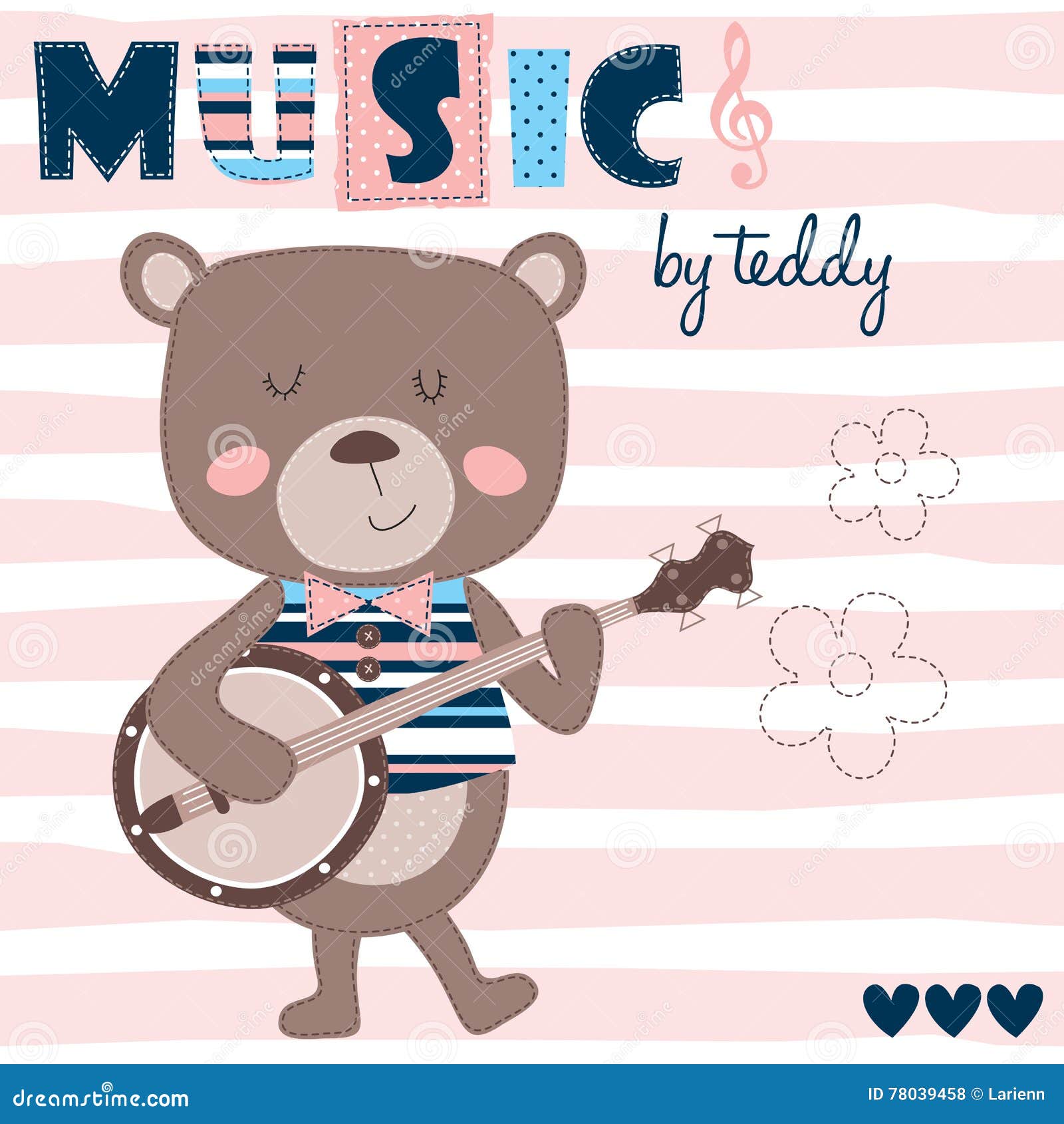 Music by Teddy with Guitar Vector Illustration Stock Vector ...