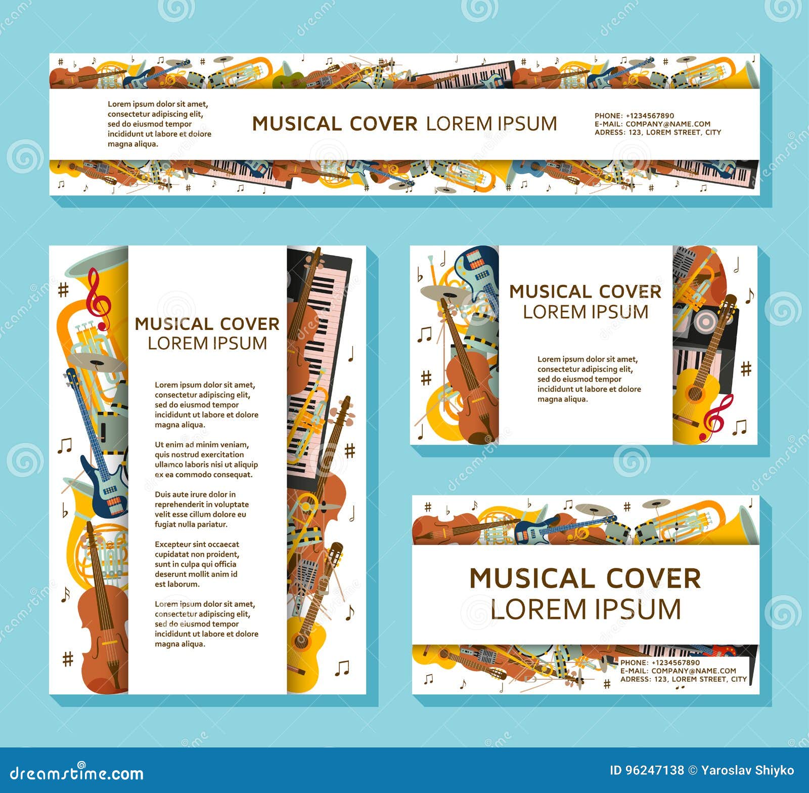 Music Templates And Banners Made Of Different Musical Instruments ...