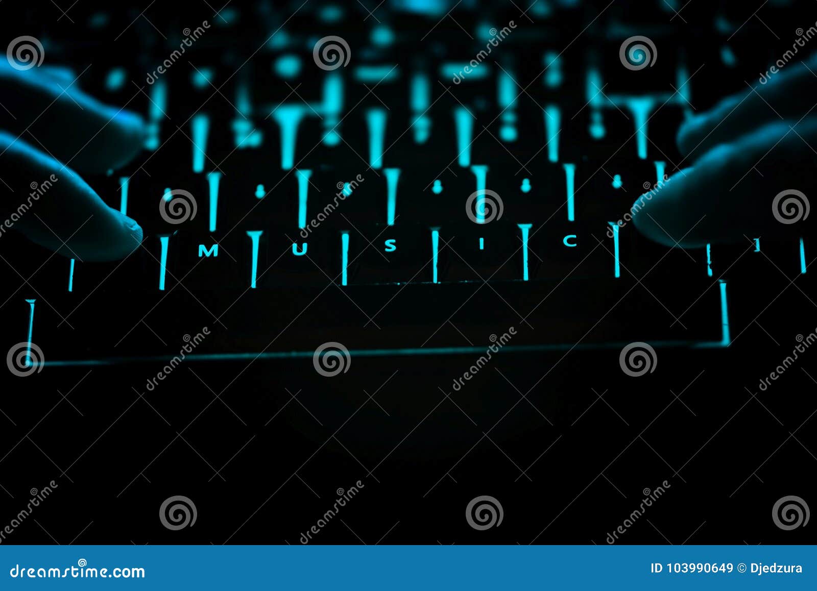 Music - Text on Illuminated Computer Keyboard at Night Stock Image ... Music - Text on Illuminated Computer Keyboard at Night Stock Image ...