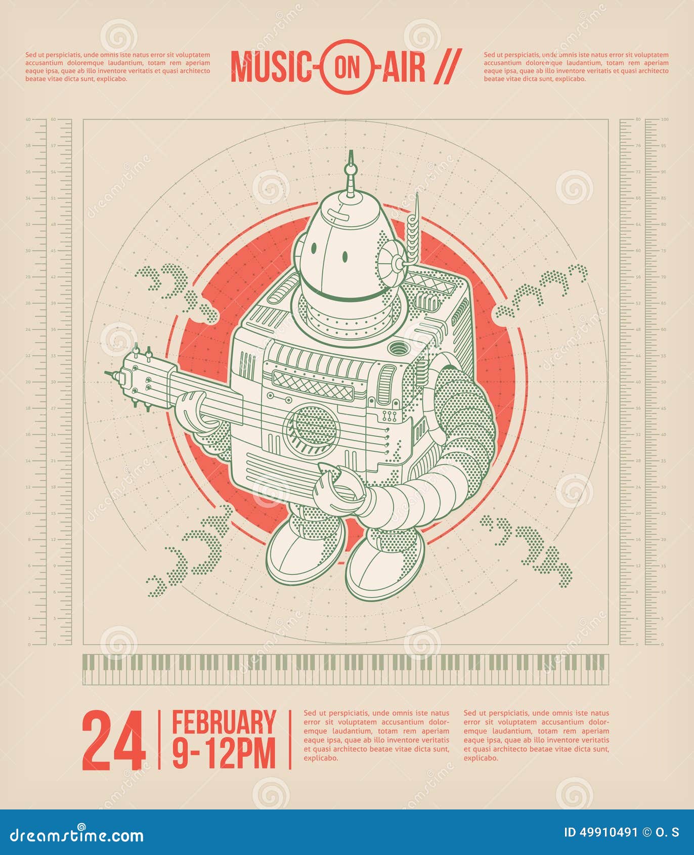 Music theme poster stock vector. Illustration of guitar - 49910491