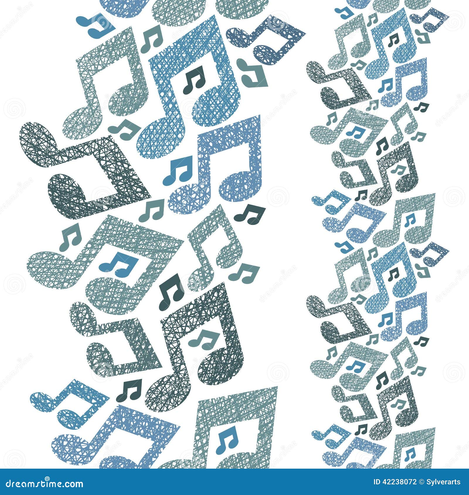 Music Theme Seamless Pattern With Notes, Vertical Composition, R Stock ...