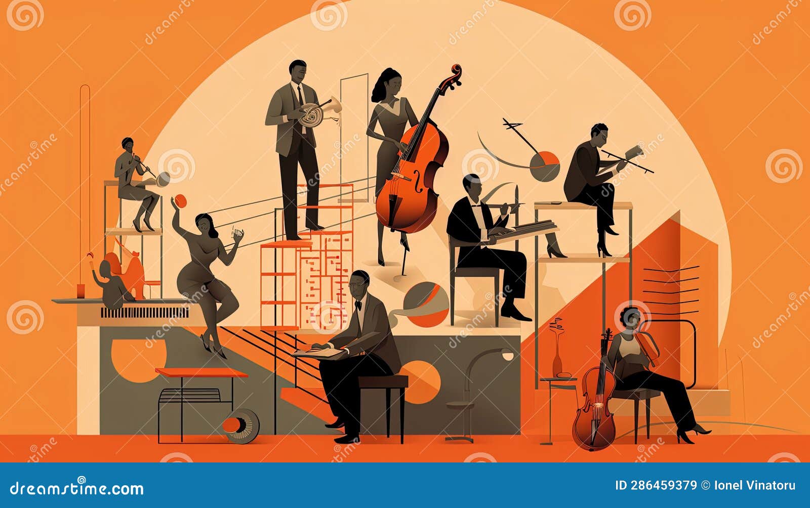 A Music-themed Illustration Featuring Diverse Workers Coming Together ...