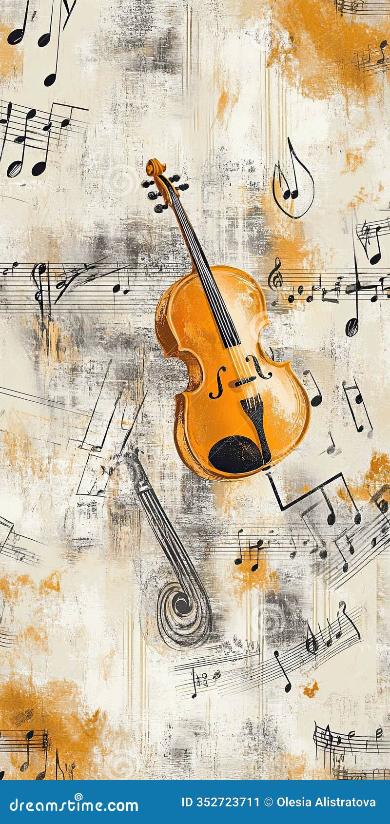 Music Themed Vertical Wallpaper with Musical Notes and Instruments ...