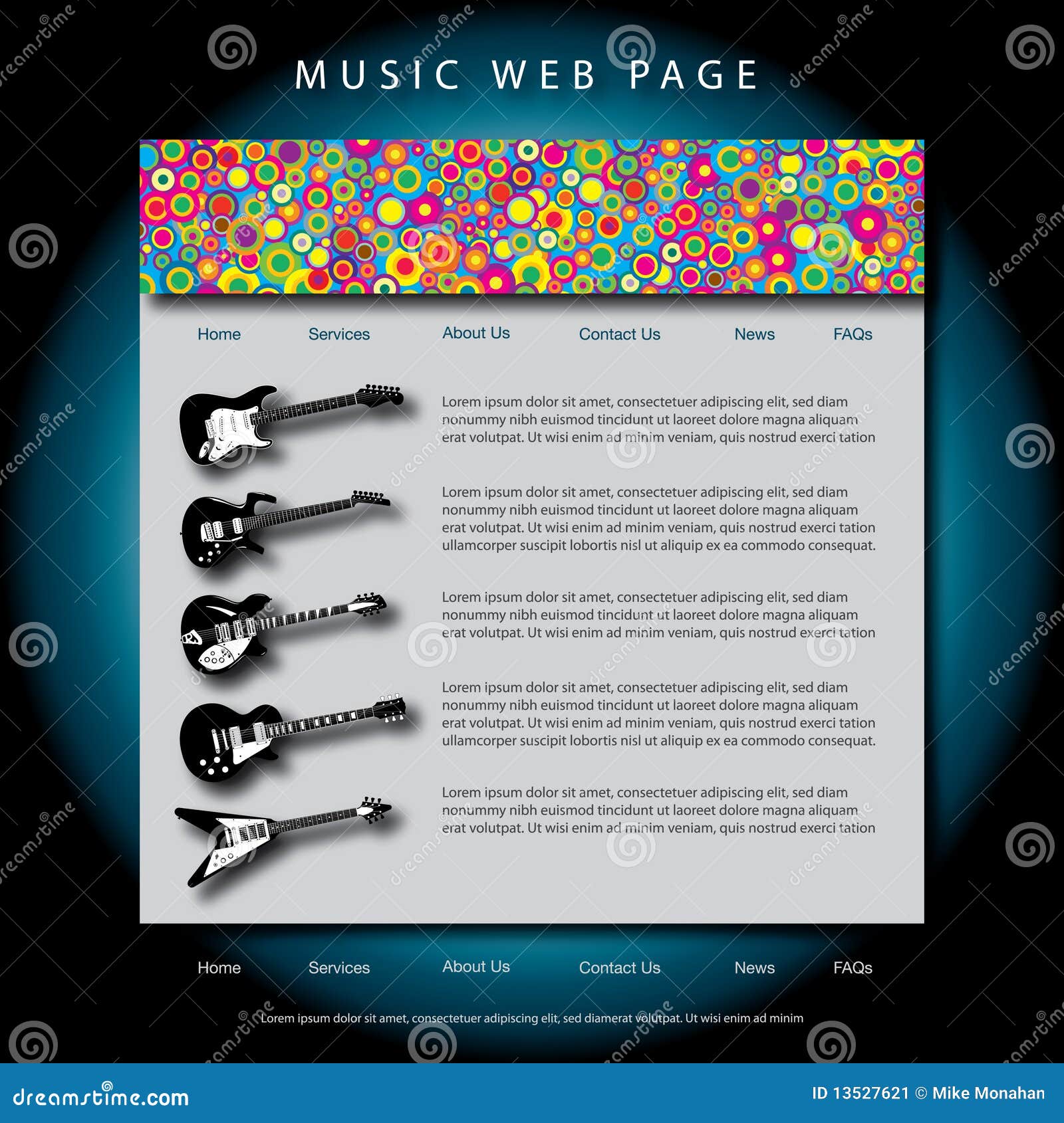Music themed web page stock vector. Illustration of theme - 13527621