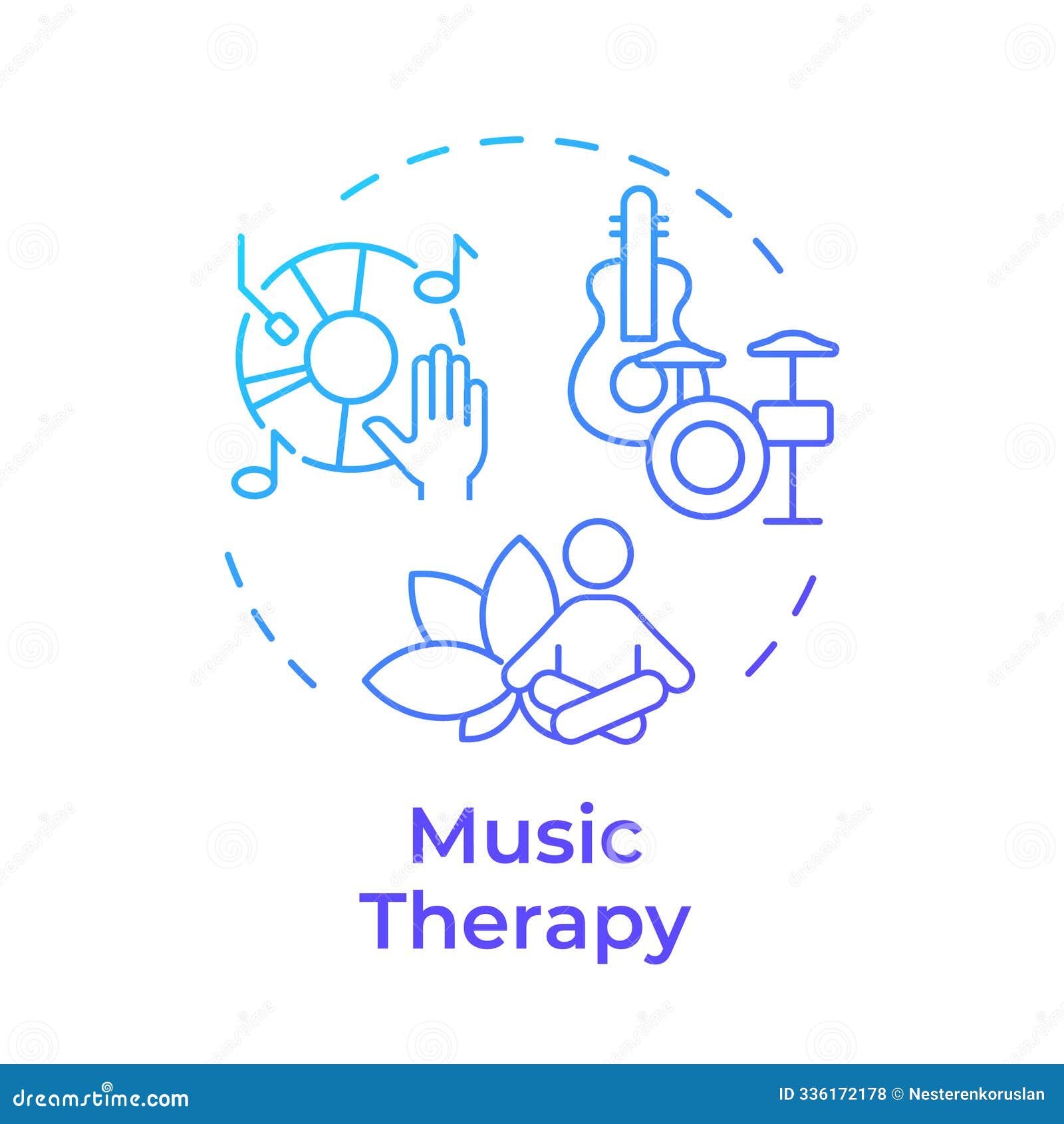 Music Therapy Linear Icons Set. Harmony, Rhythm, Melody, Healing, Bach ...