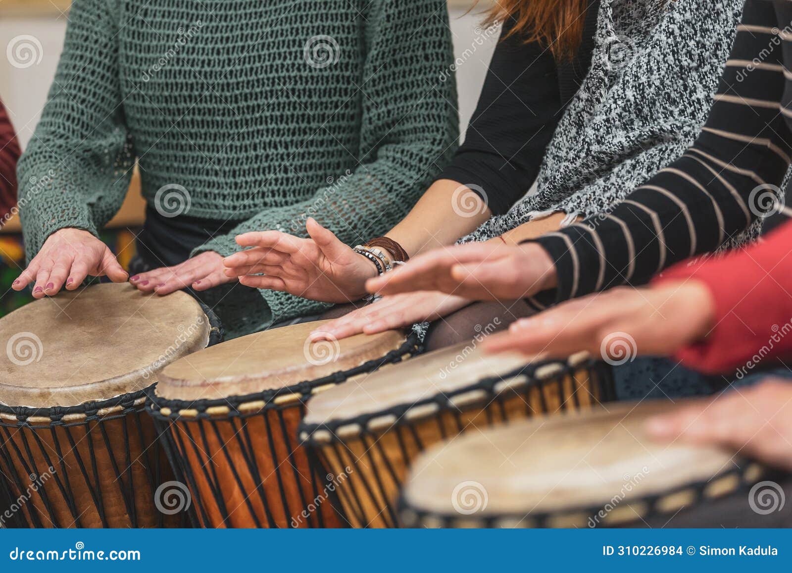 Music Therapy Concept, a Group of People Playing Different Types of ...
