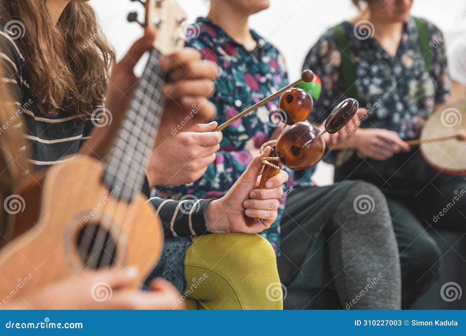 Music Therapy Concept, a Group of People Playing Different Types of ...