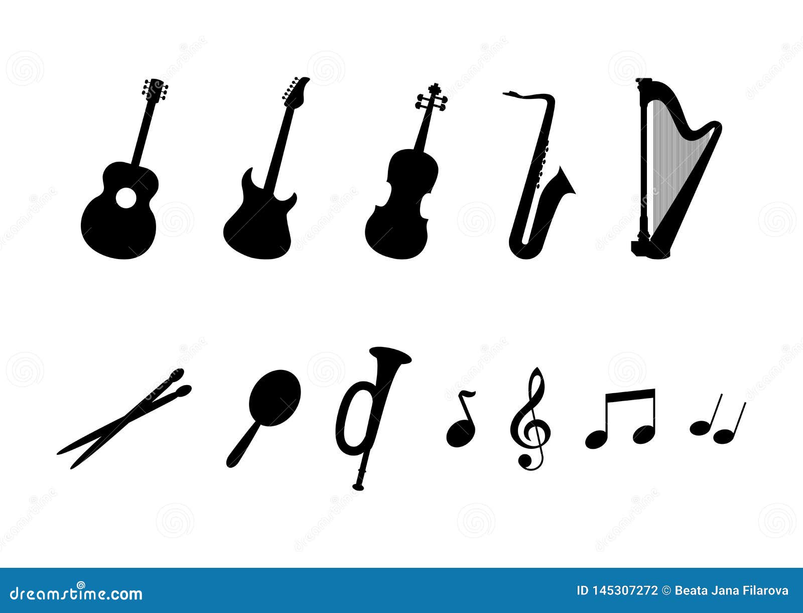 Musical Instrument Icon Set Vector Isolated on a White Background Stock ...
