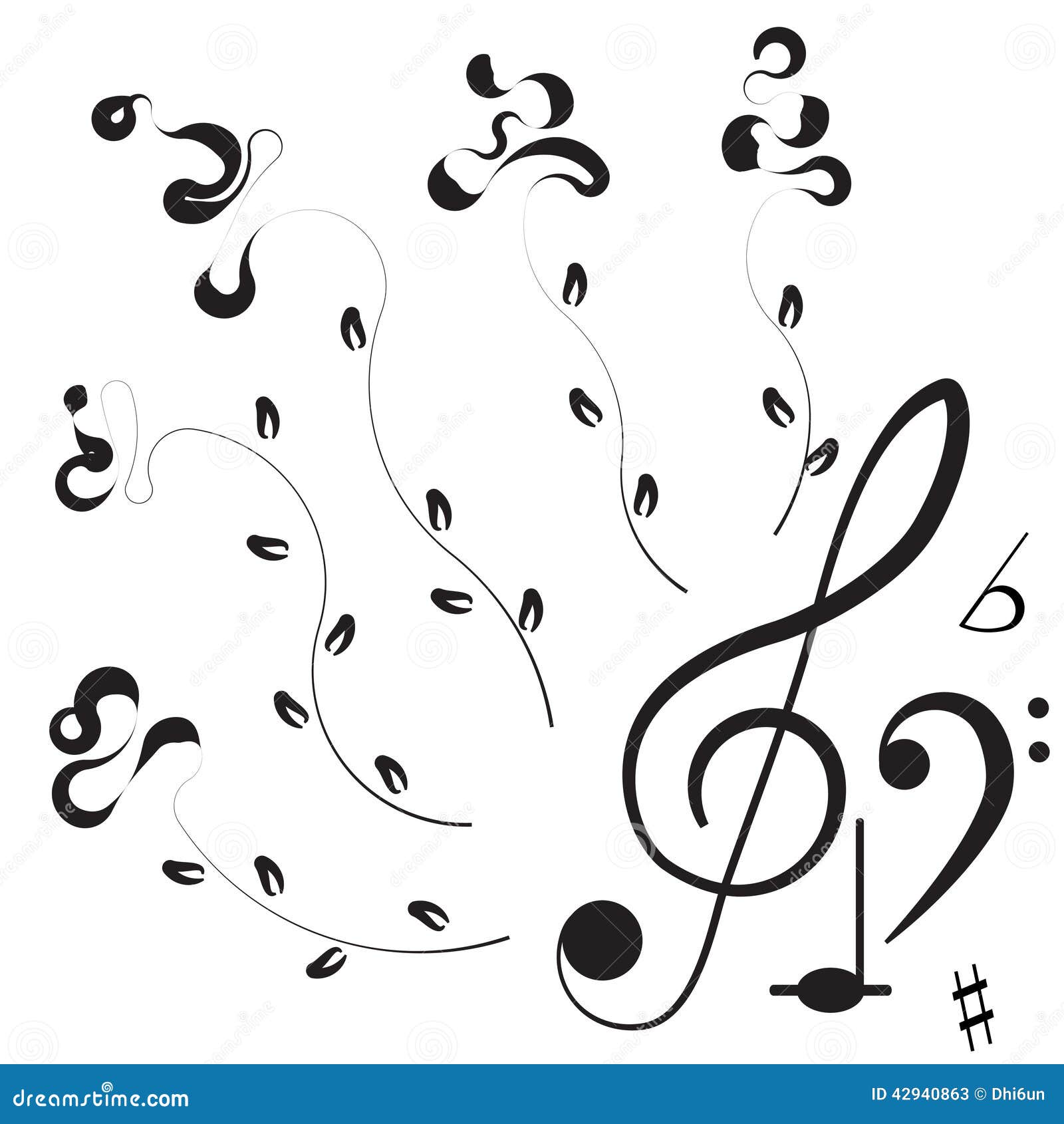 Music. Treble Clef and Notes for Your Design Stock Vector ...