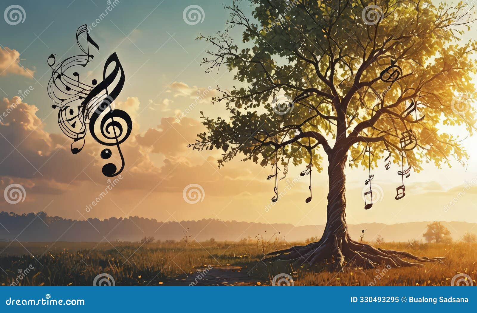Music tree with notes stock illustration. Illustration of play - 330493295