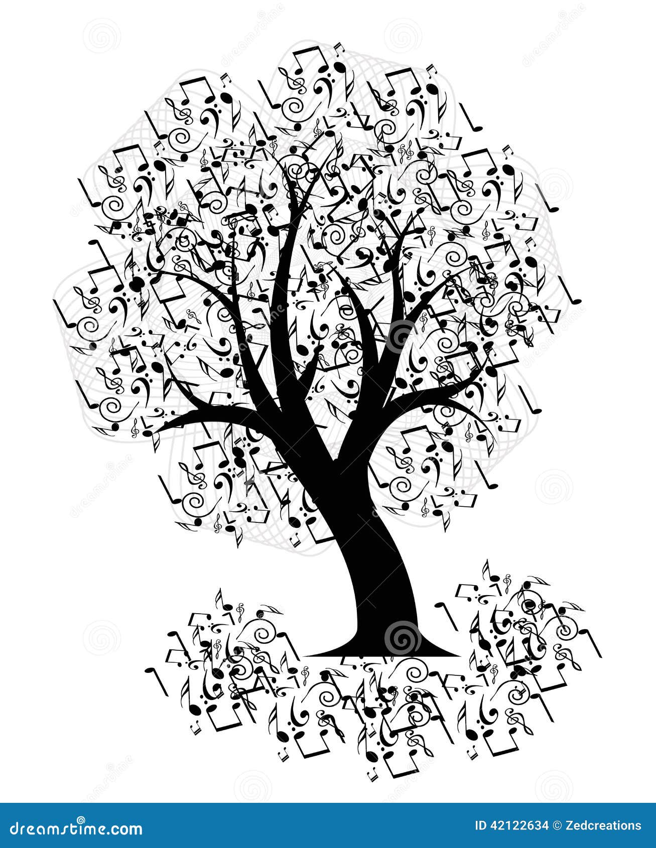 Music Tree stock vector. Illustration of black, silhouette - 42122634