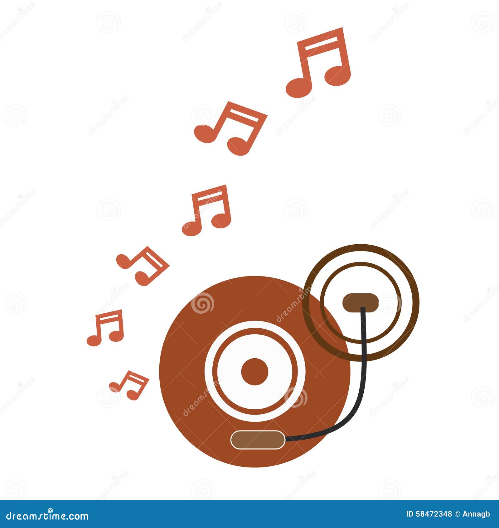 Music Turntable Disc Brown Retro Music Notes Vector Stock Vector ...