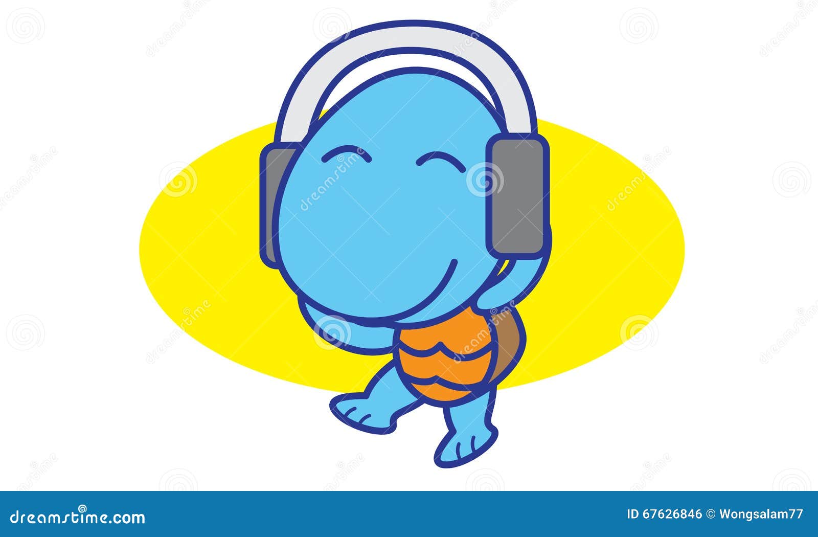 Music Turtle stock vector. Illustration of headphone - 67626846