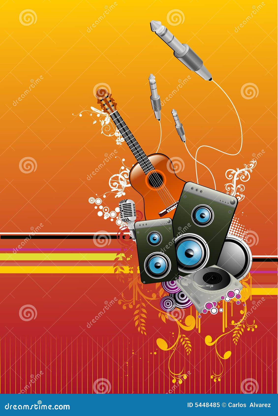 Music vector stock vector. Illustration of plug, composition - 5448485
