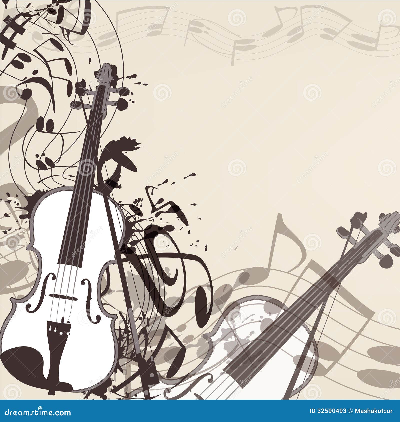 Music Vector Background with Violin and Notes Stock Vector ...