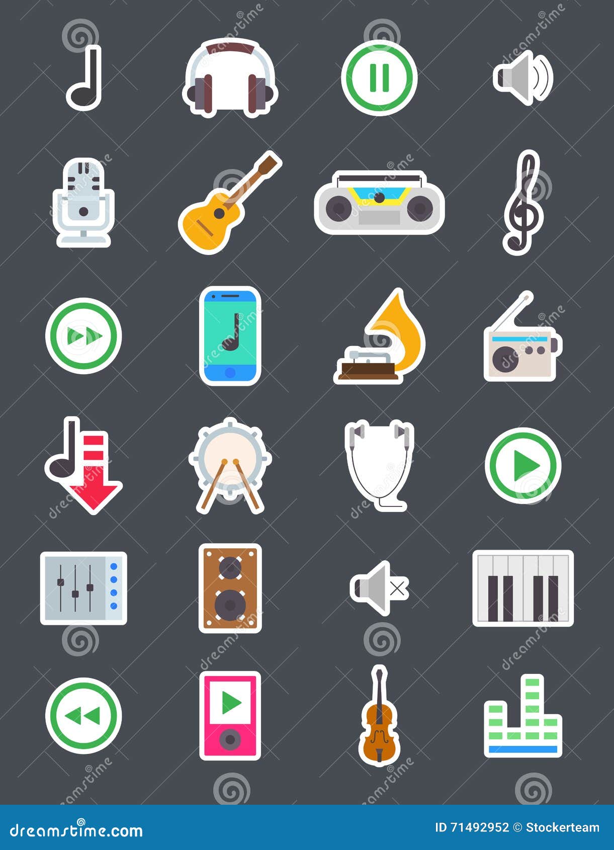 Music vector icons set stock vector. Illustration of note - 71492952