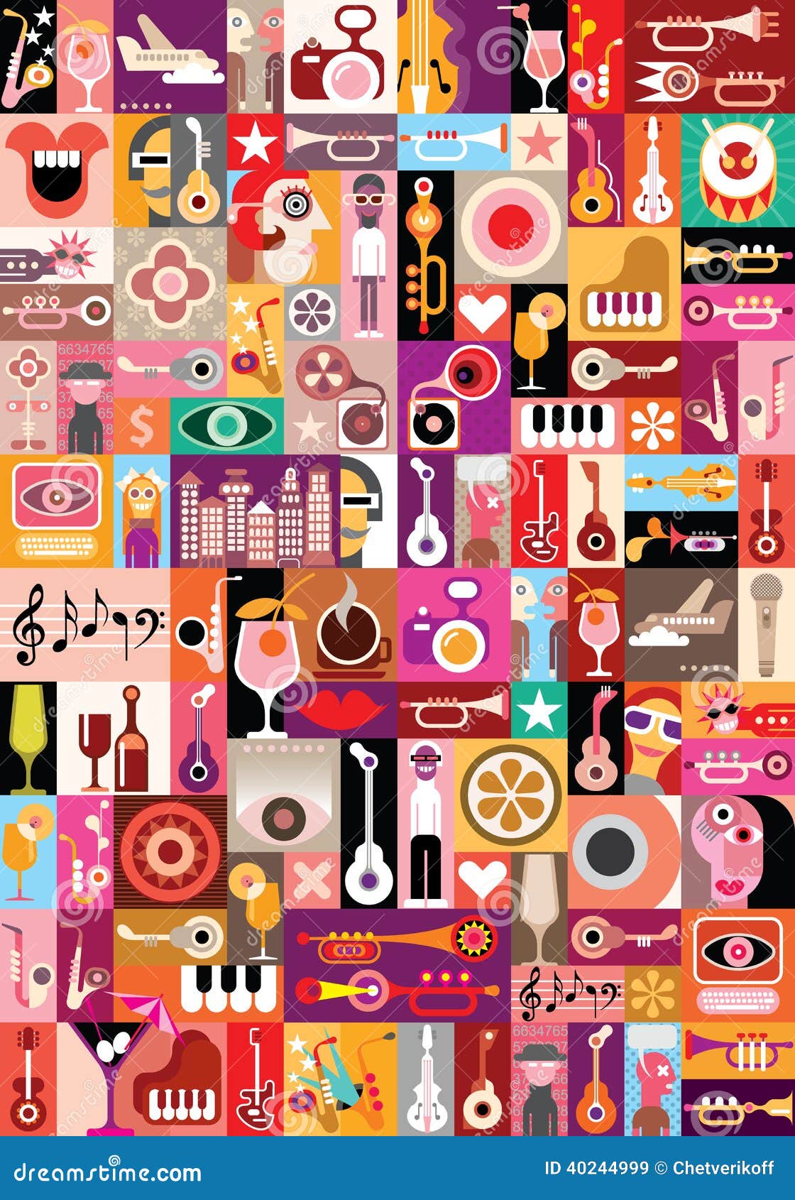 Collage Of Musical Notes And Musical Equipments Royalty-Free Stock ...