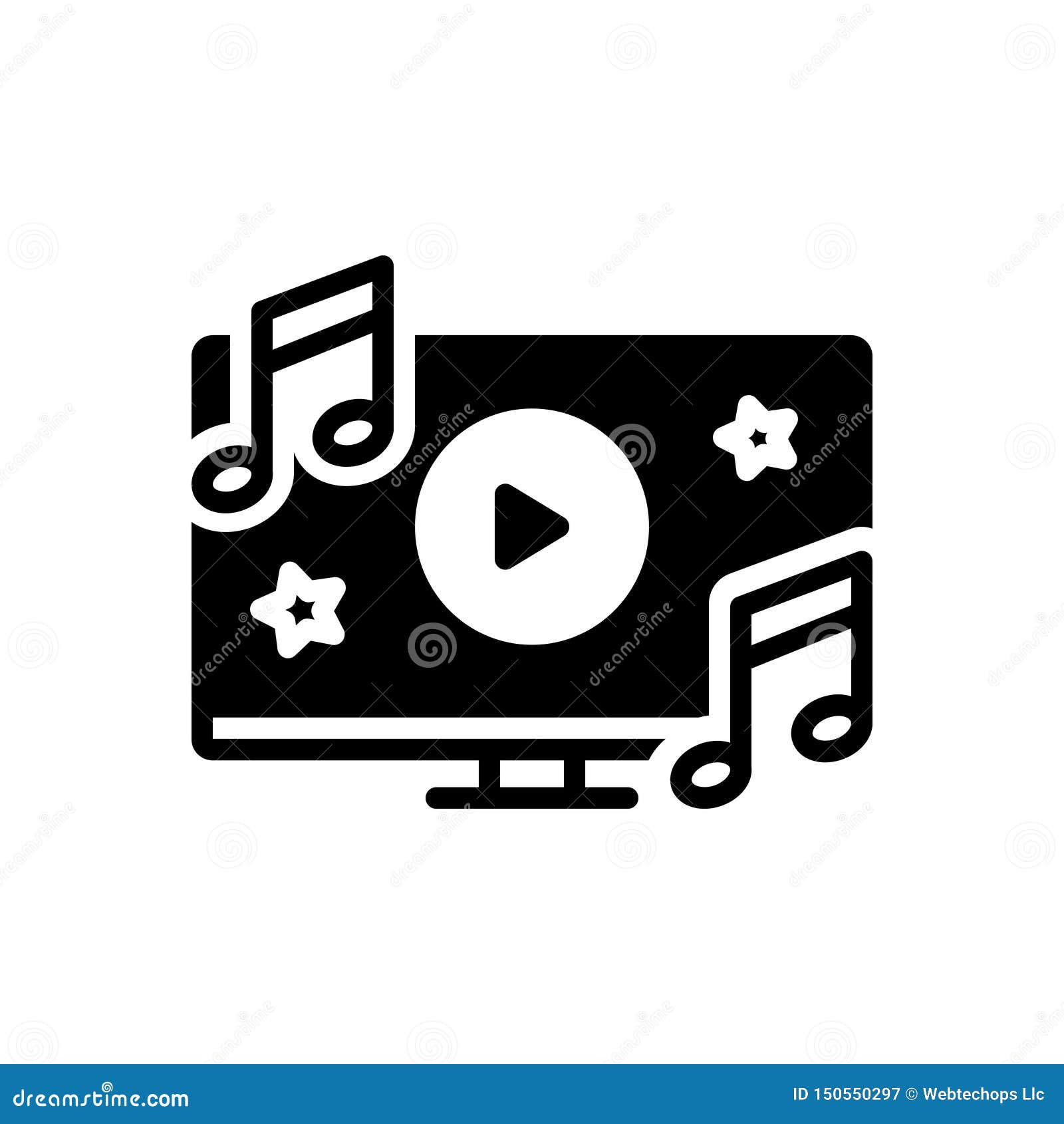 Black Solid Icon for Music Video, Song and Listen Stock Vector ...