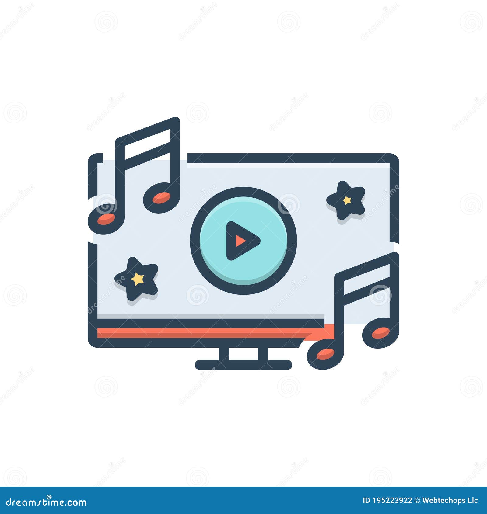 Color Illustration Icon for Music Video, Listen and Video Stock ...