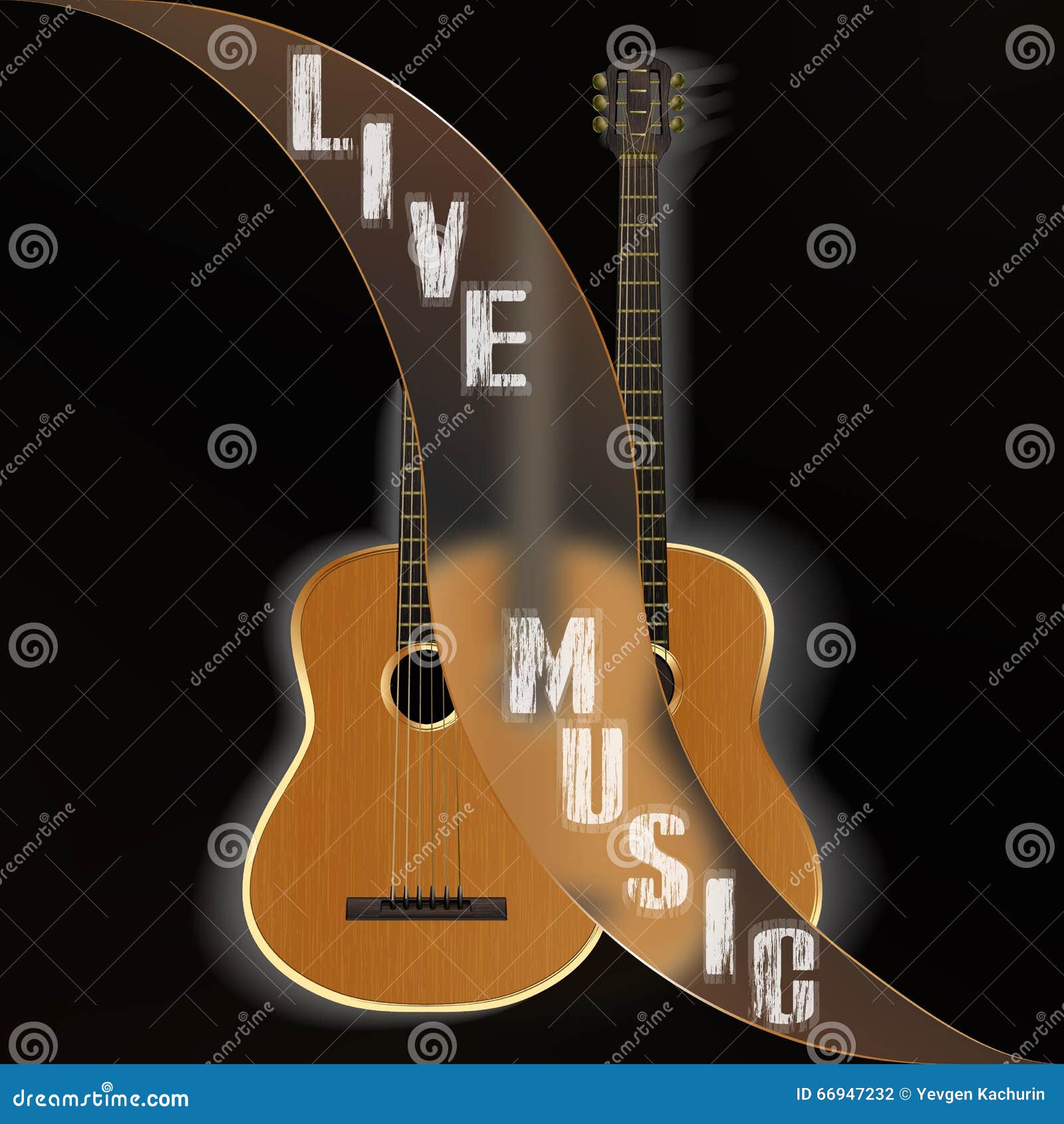Music Wave Background Separates the Guitar Stock Vector - Illustration ...