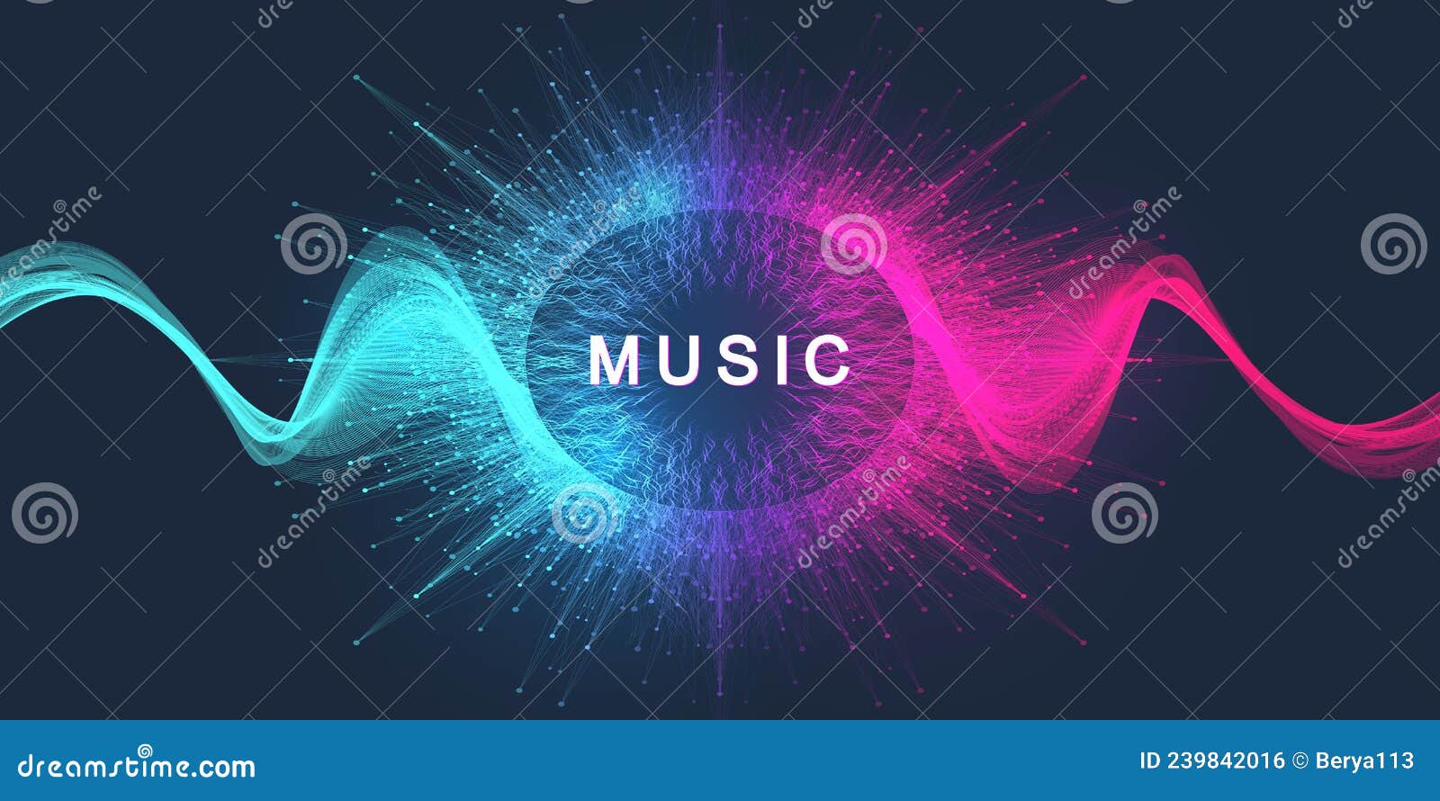 Music Wave Flow Poster Design with Lines and Dots. Sound Flyer with ...