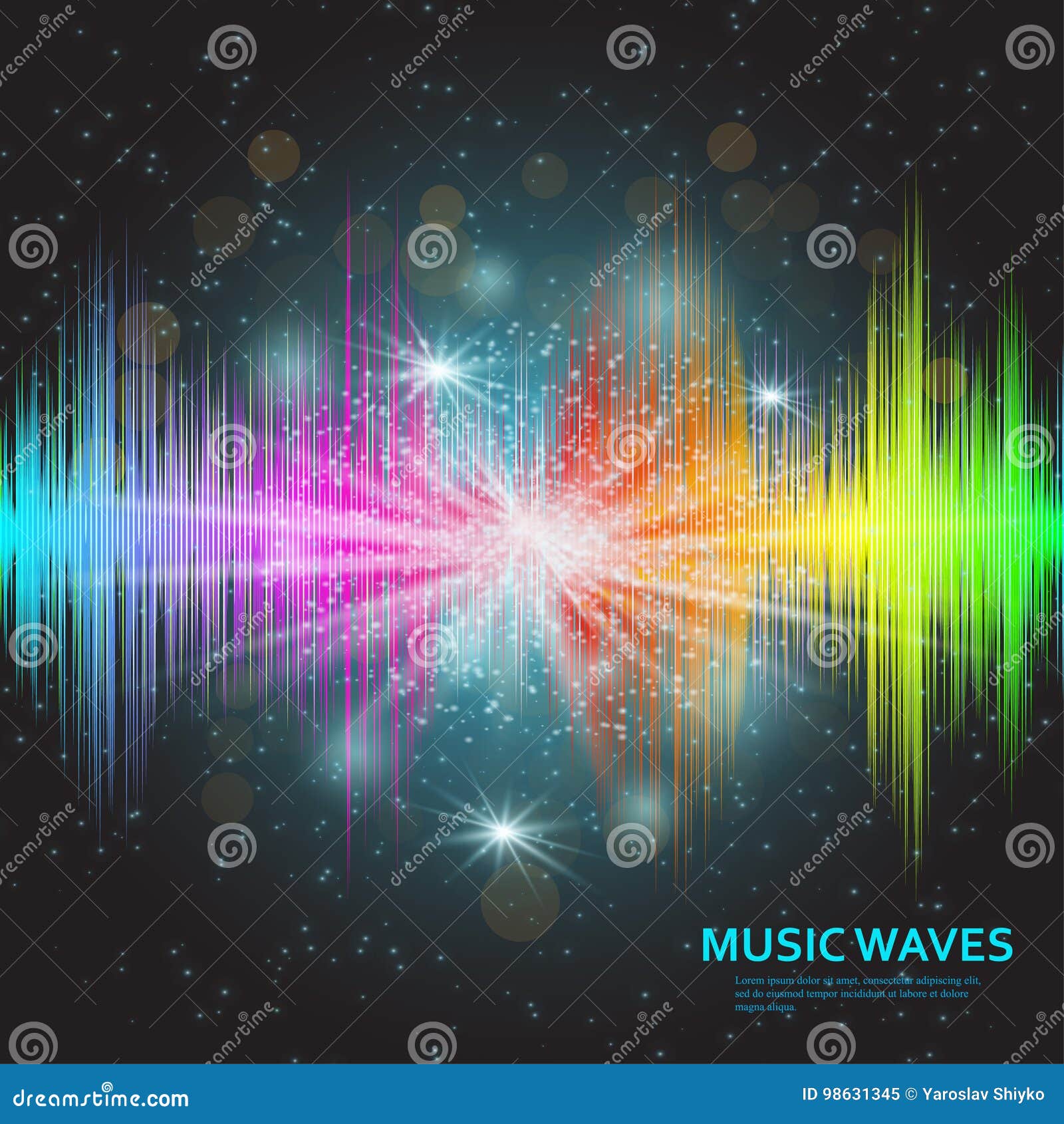 Rainbow Sound Wave, Pulse Of Audio Signal. Spectrum Equaliser Cartoon ...